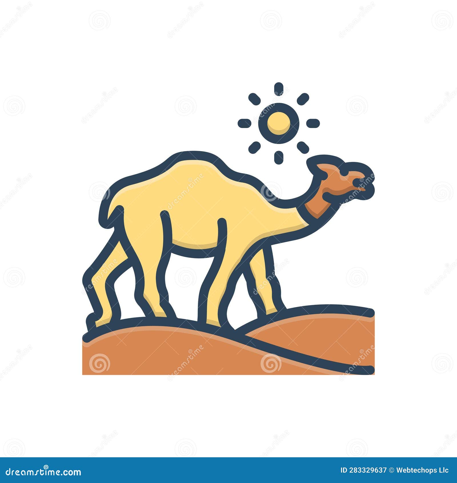 Color Illustration Icon for Camel, Animals and Desert Stock ...