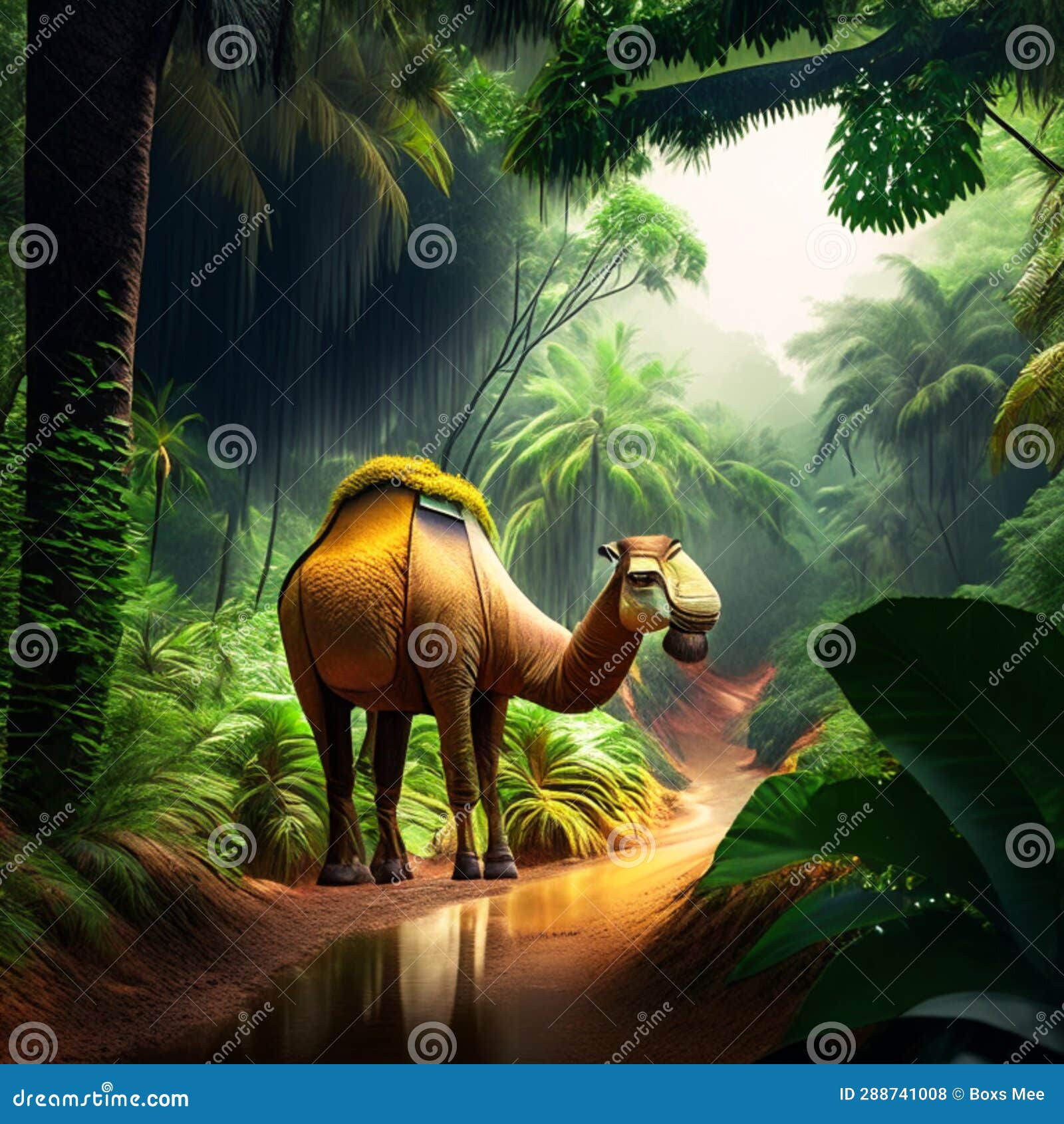 Camel in the Jungle, 3d Rendering. Computer Digital Drawing Stock ...