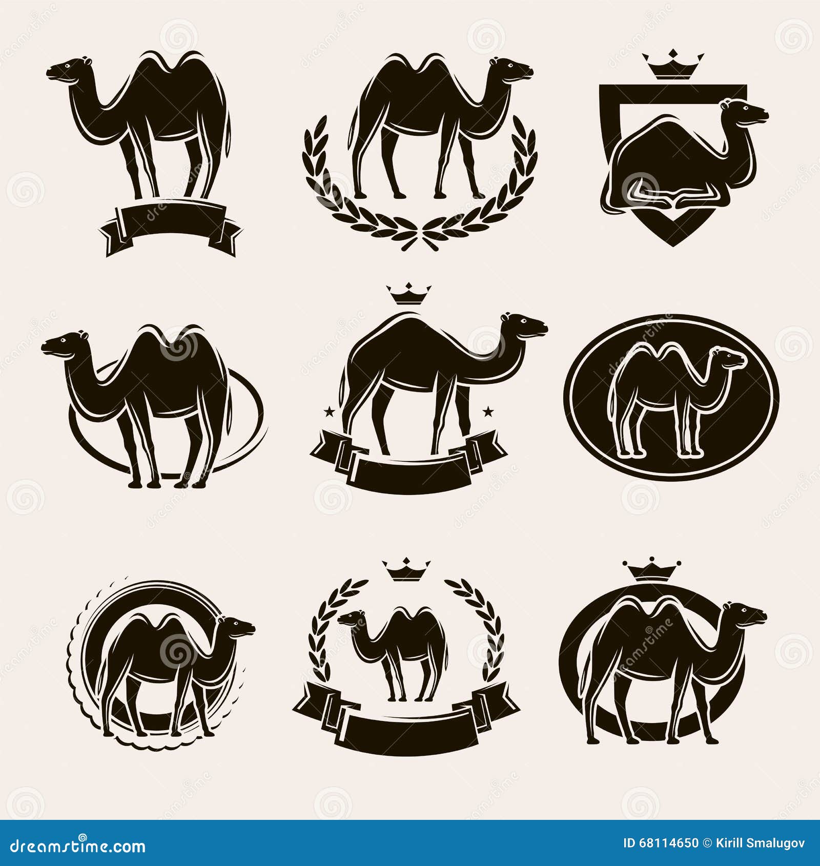 Camel Label and Icons Set. Vector Stock Vector - Illustration of shape ...