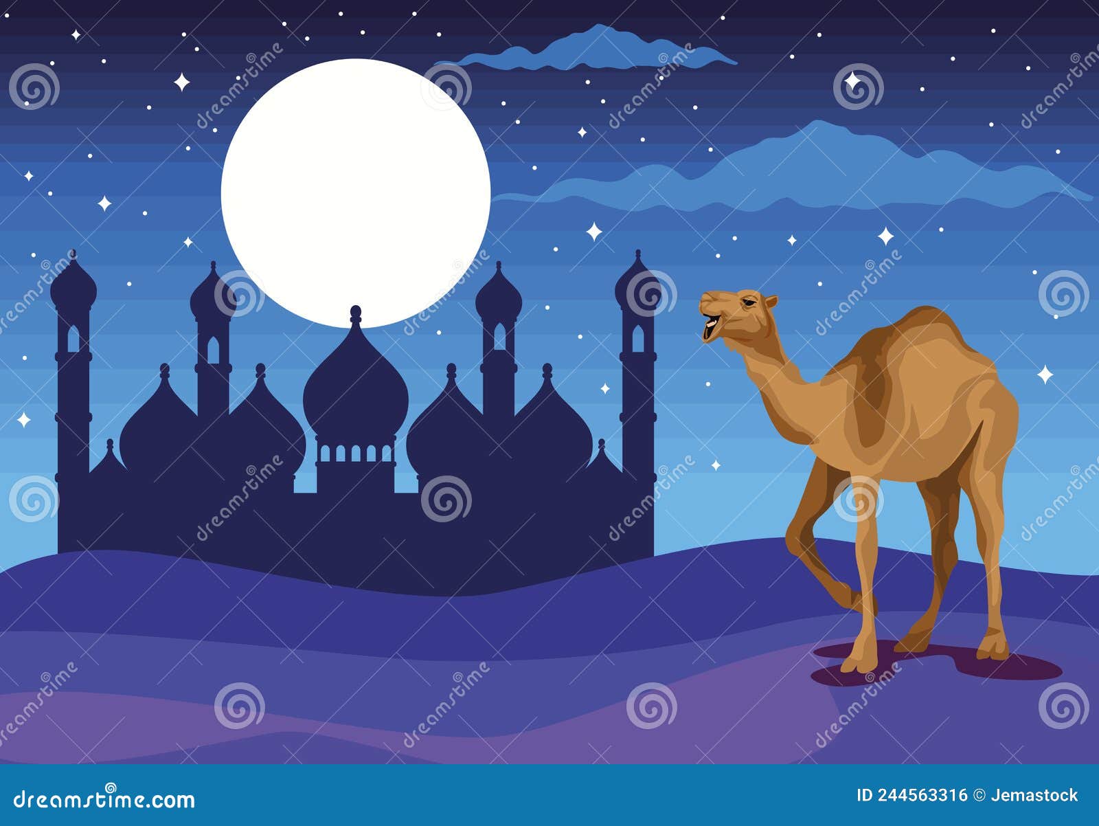 Camel and mosque temple stock vector. Illustration of camel - 244563316