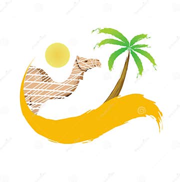 Camel and Palm Tree in the Desert, Vector Stock Vector - Illustration ...