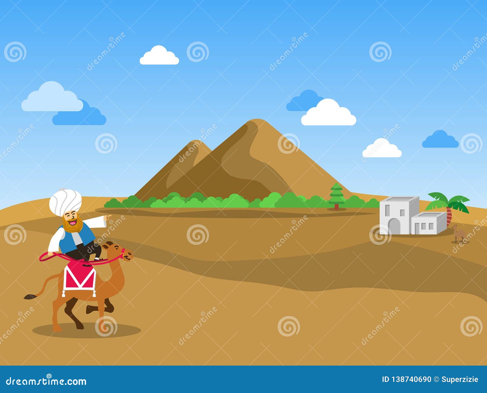 Camel Rider on the Desert stock vector. Illustration of wall - 138740690