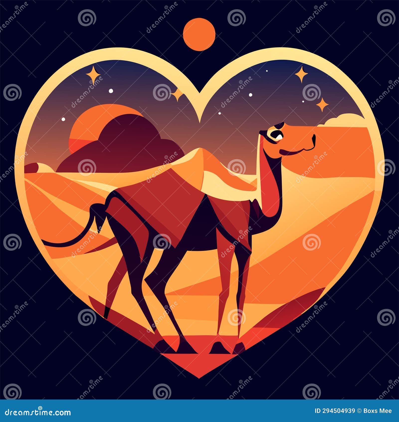Camel in the Shape of a Heart. Vector Illustration in Flat Style Stock ...