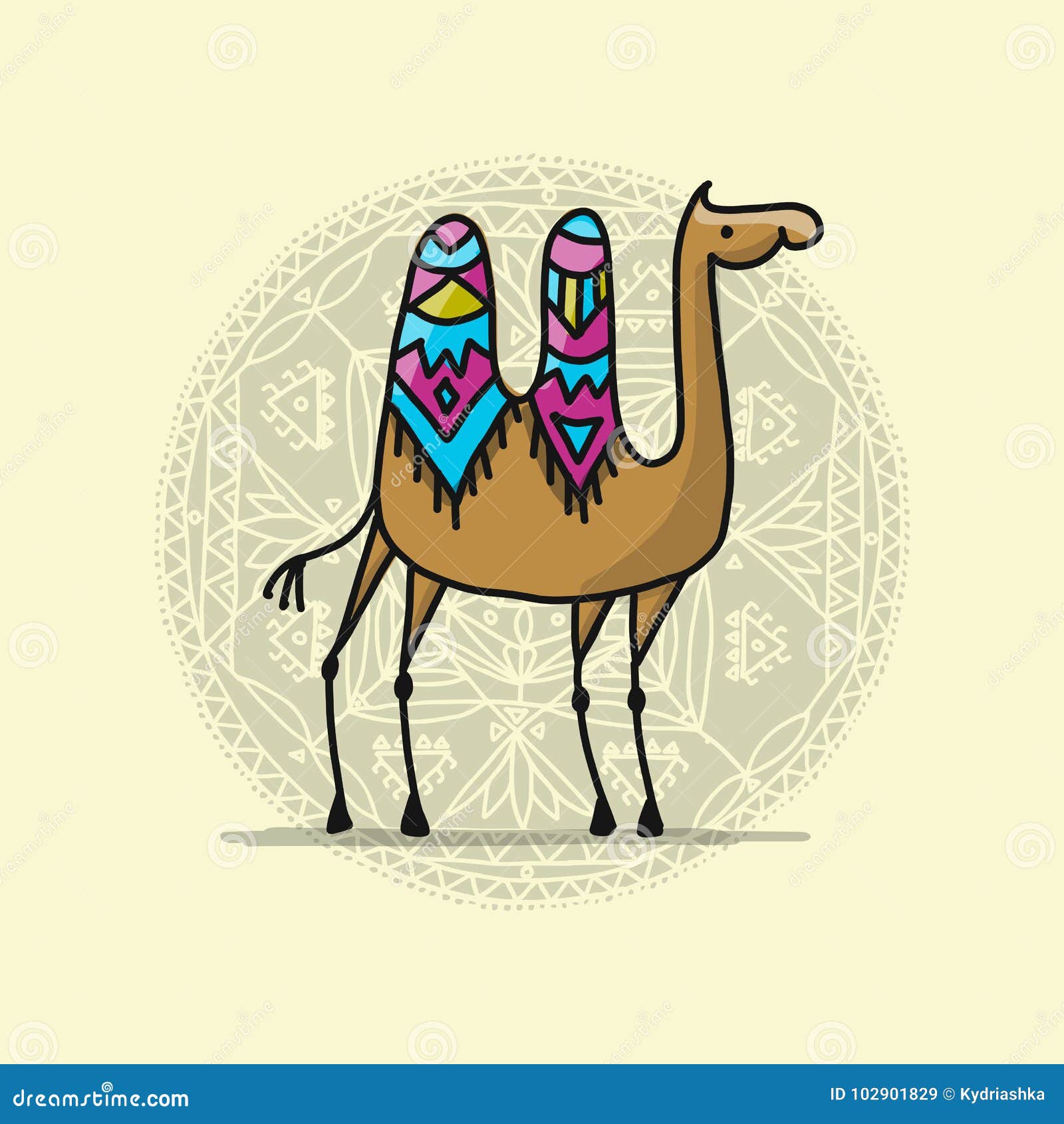 Camel, Sketch for Your Design Stock Vector - Illustration of ethnic ...