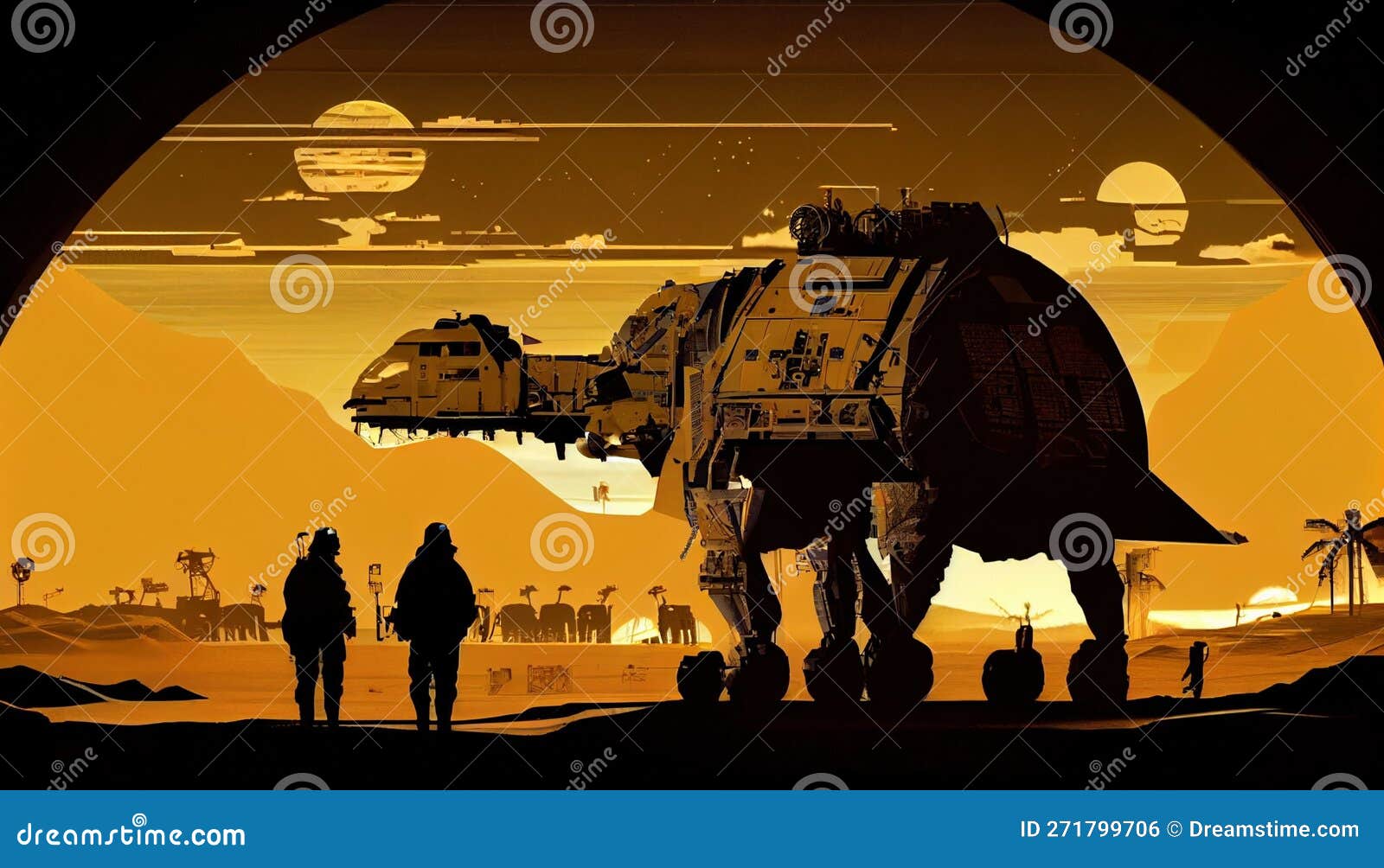Camel in Space Station, Futuristic Technology Stock Illustration ...