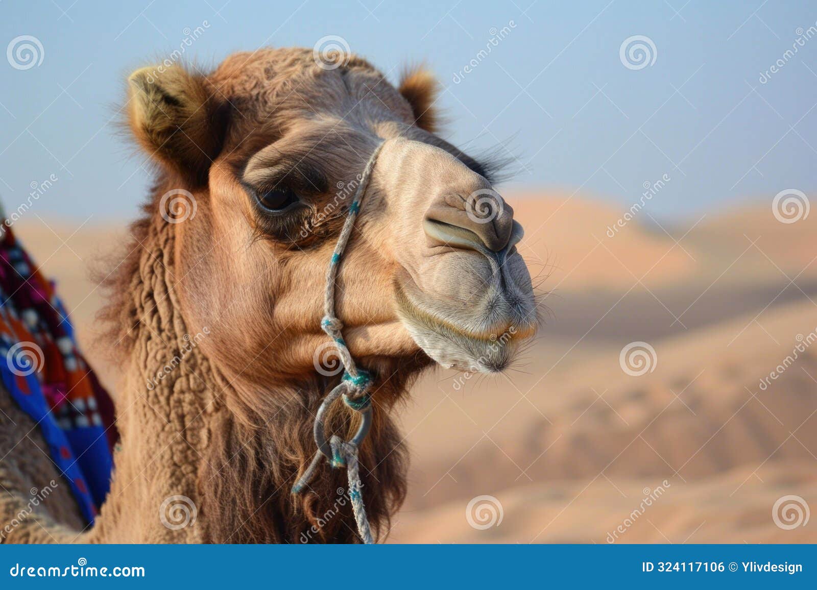 Dromedary Camel Posing in the Desert with Traditional Gear Stock Photo ...
