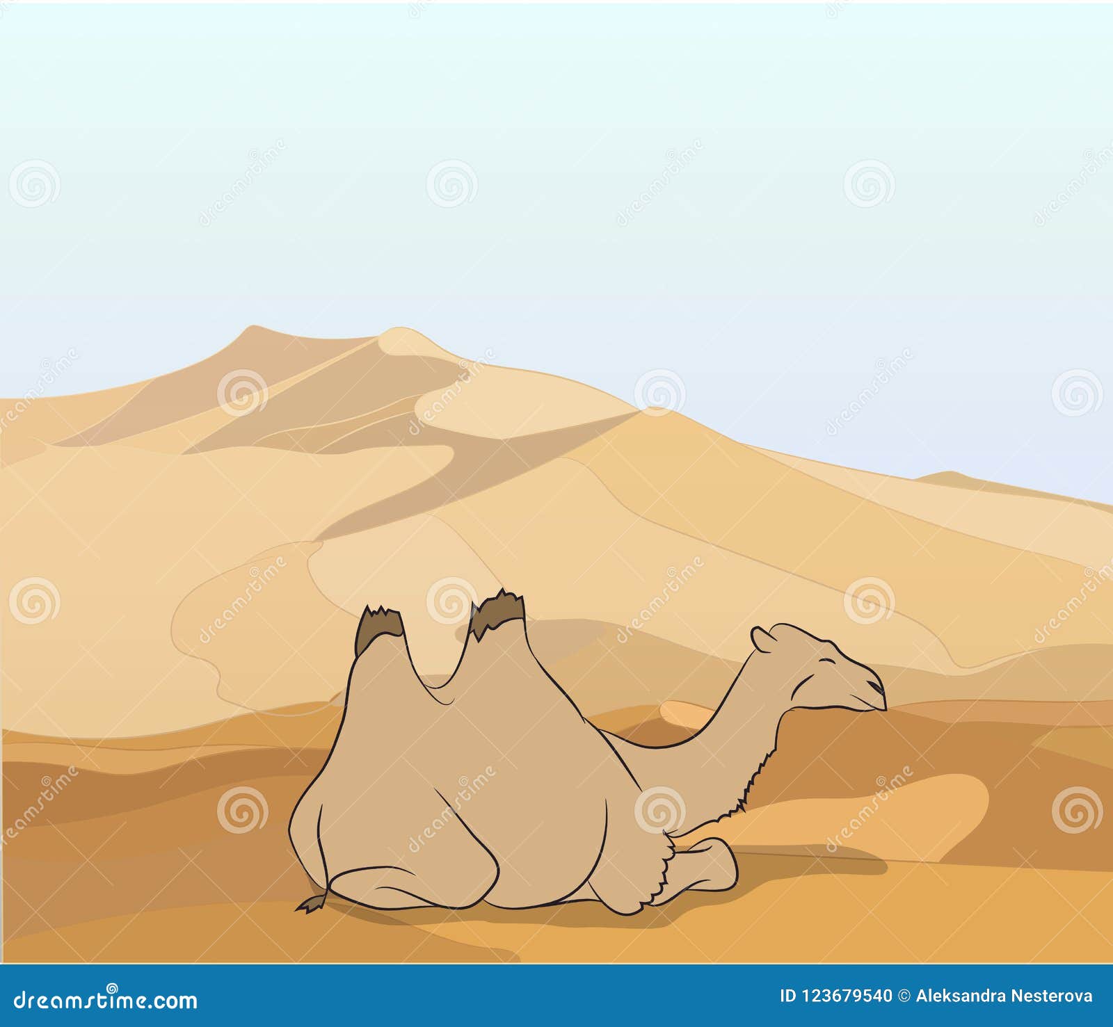 Camel stands in the desert stock vector. Illustration of design - 123679540