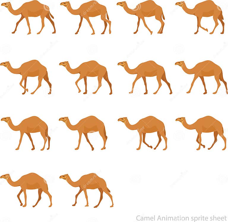 Camel Walk - Animation Sprite Sheet Stock Vector - Illustration of ...