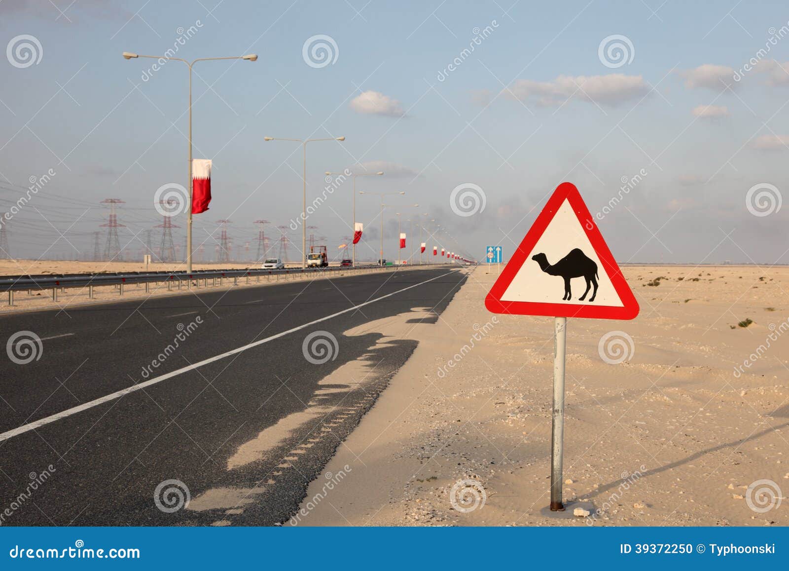 Camel Warning Sign at the Highway Stock Photo - Image of arabia ...
