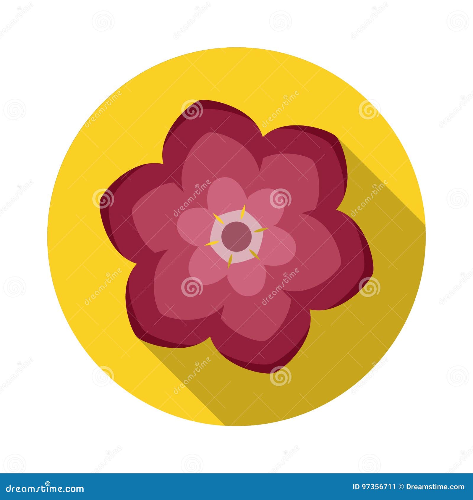 Camelia Flower Flat Icon with Shadow Stock Vector - Illustration of ...