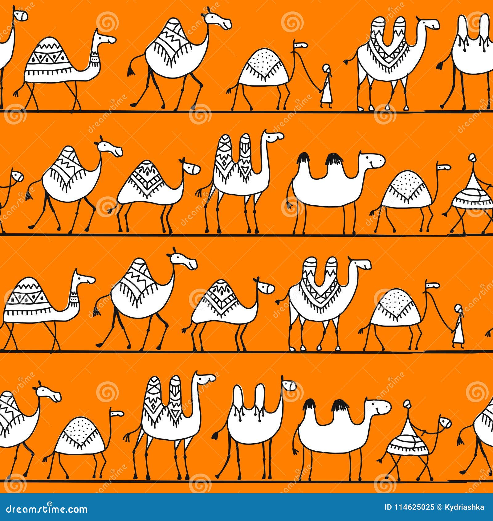 Camels Caravan, Seamless Pattern for Your Design Stock Vector ...