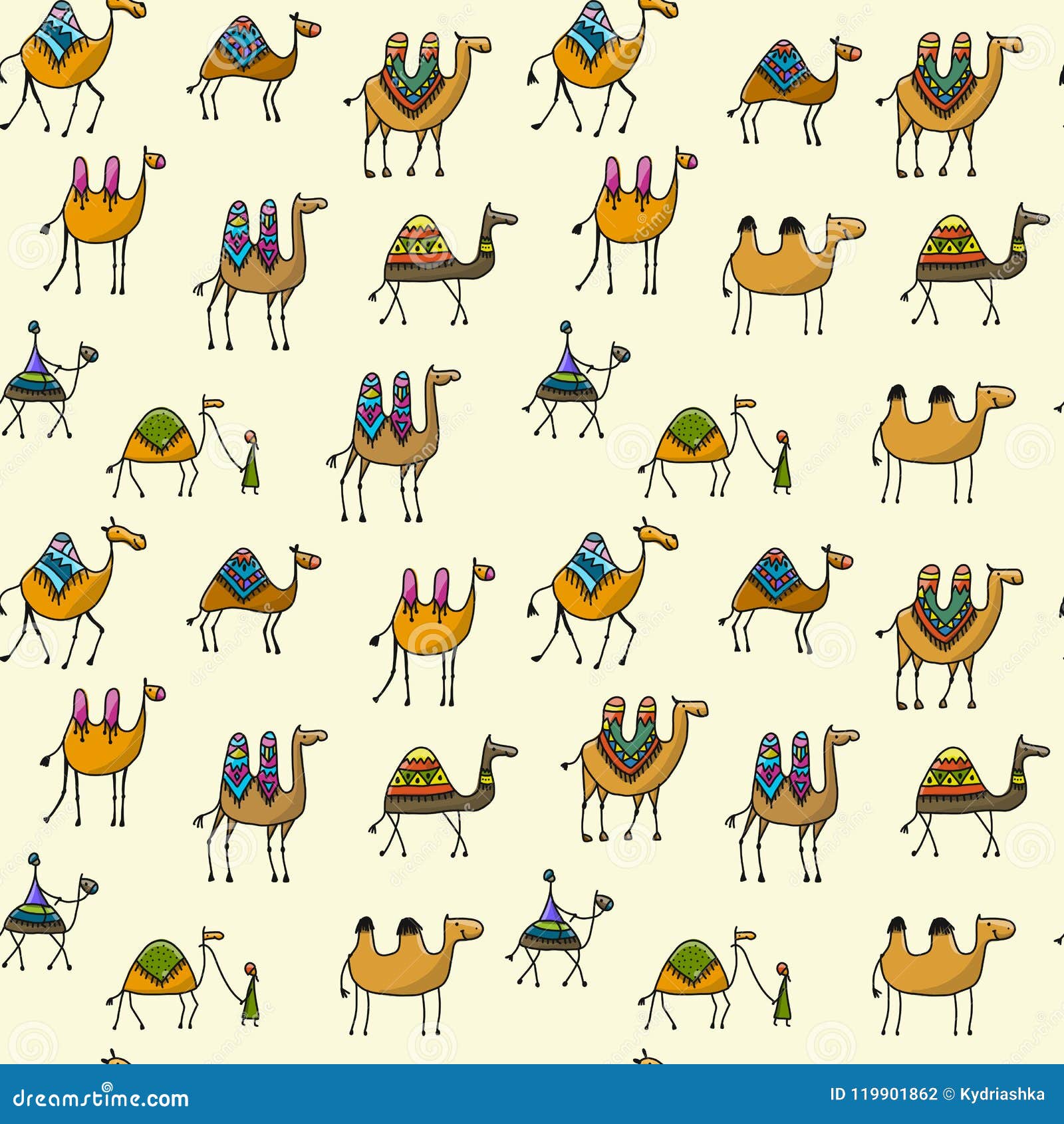 Camels Caravan, Seamless Pattern for Your Design Stock Vector ...