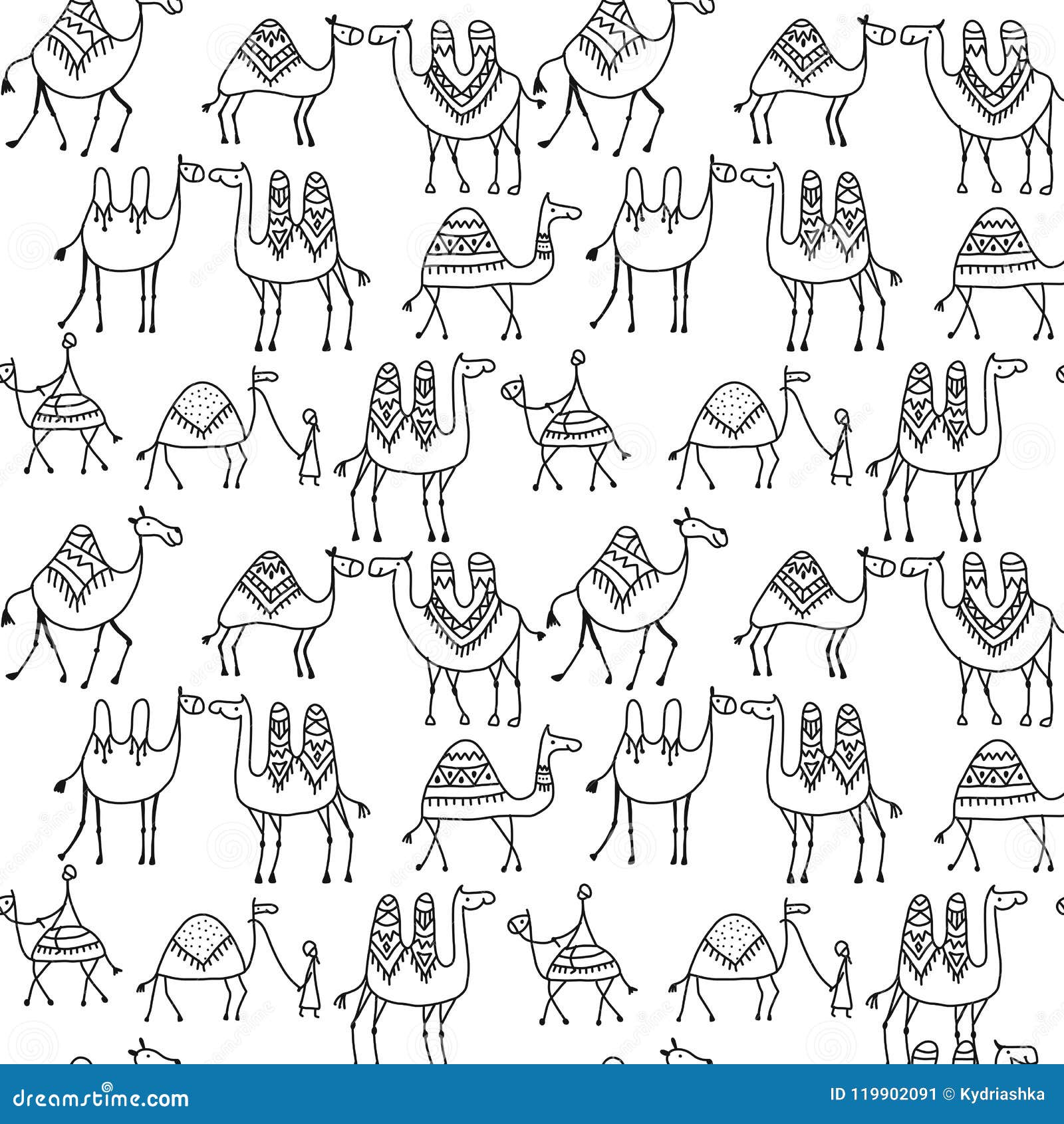 Camels Caravan, Seamless Pattern for Your Design Stock Vector ...