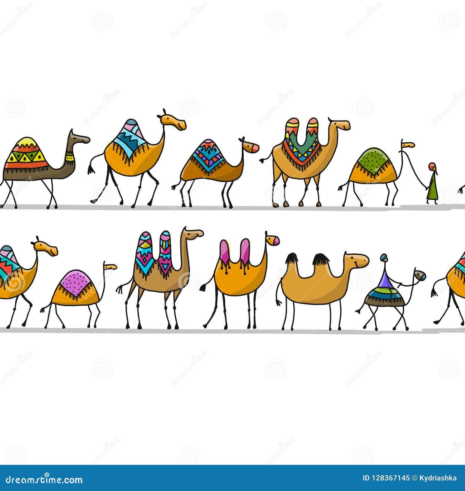 Camels Caravan, Seamless Pattern for Your Design Stock Vector ...