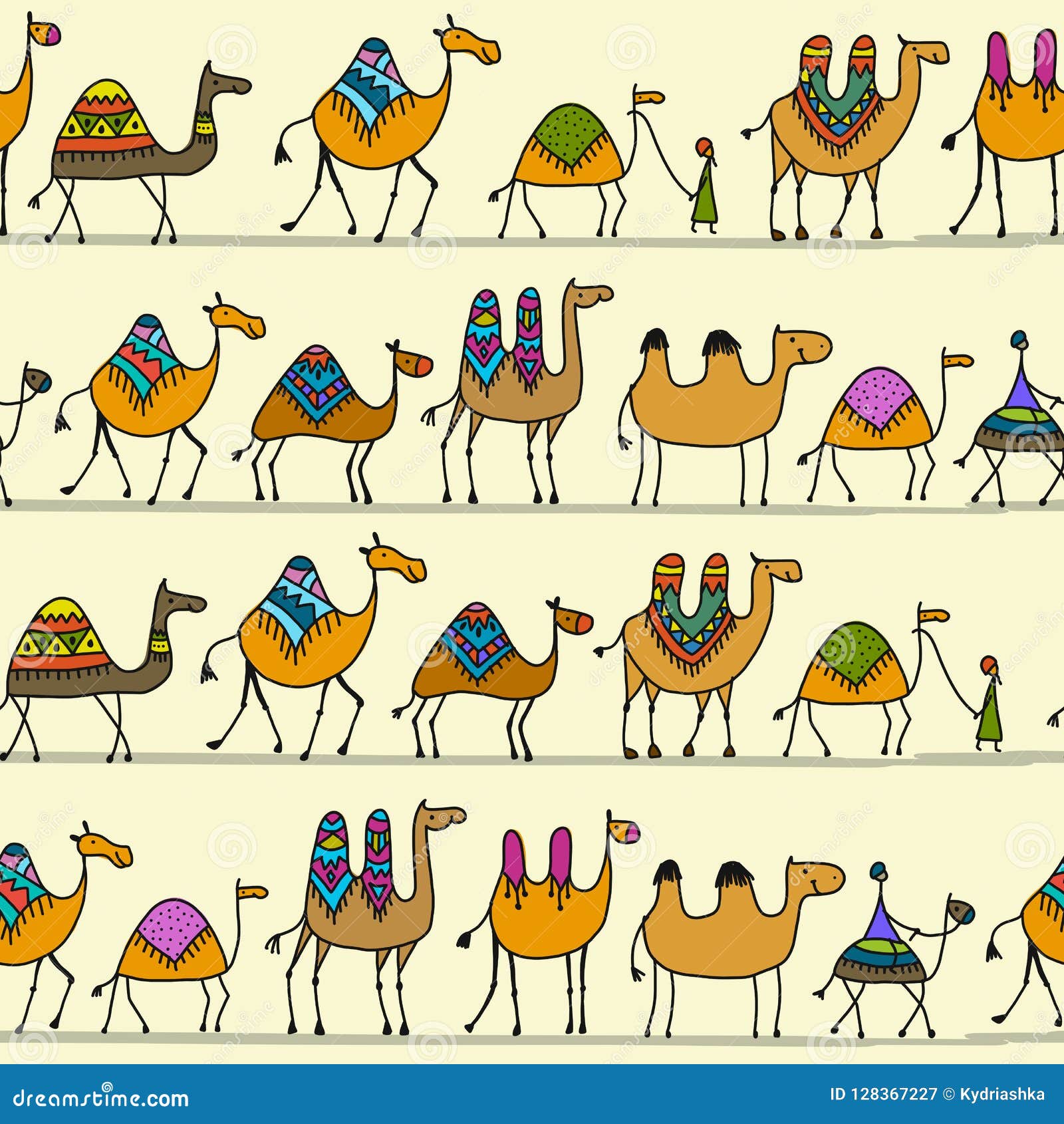 Camels Caravan, Seamless Pattern for Your Design Stock Vector ...