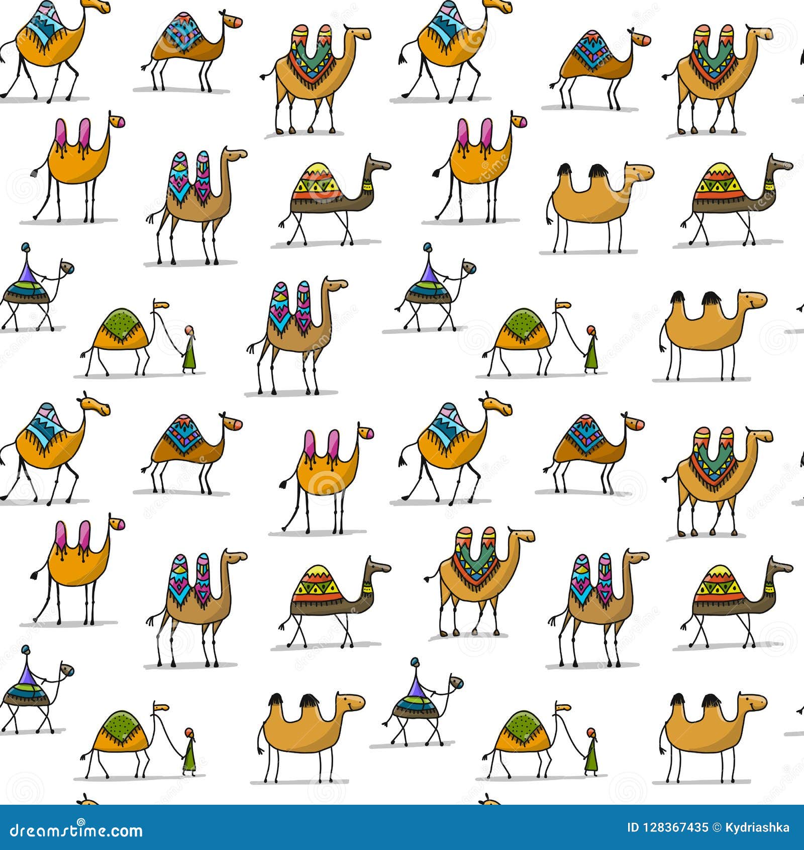 Camels Caravan, Seamless Pattern for Your Design Stock Vector ...