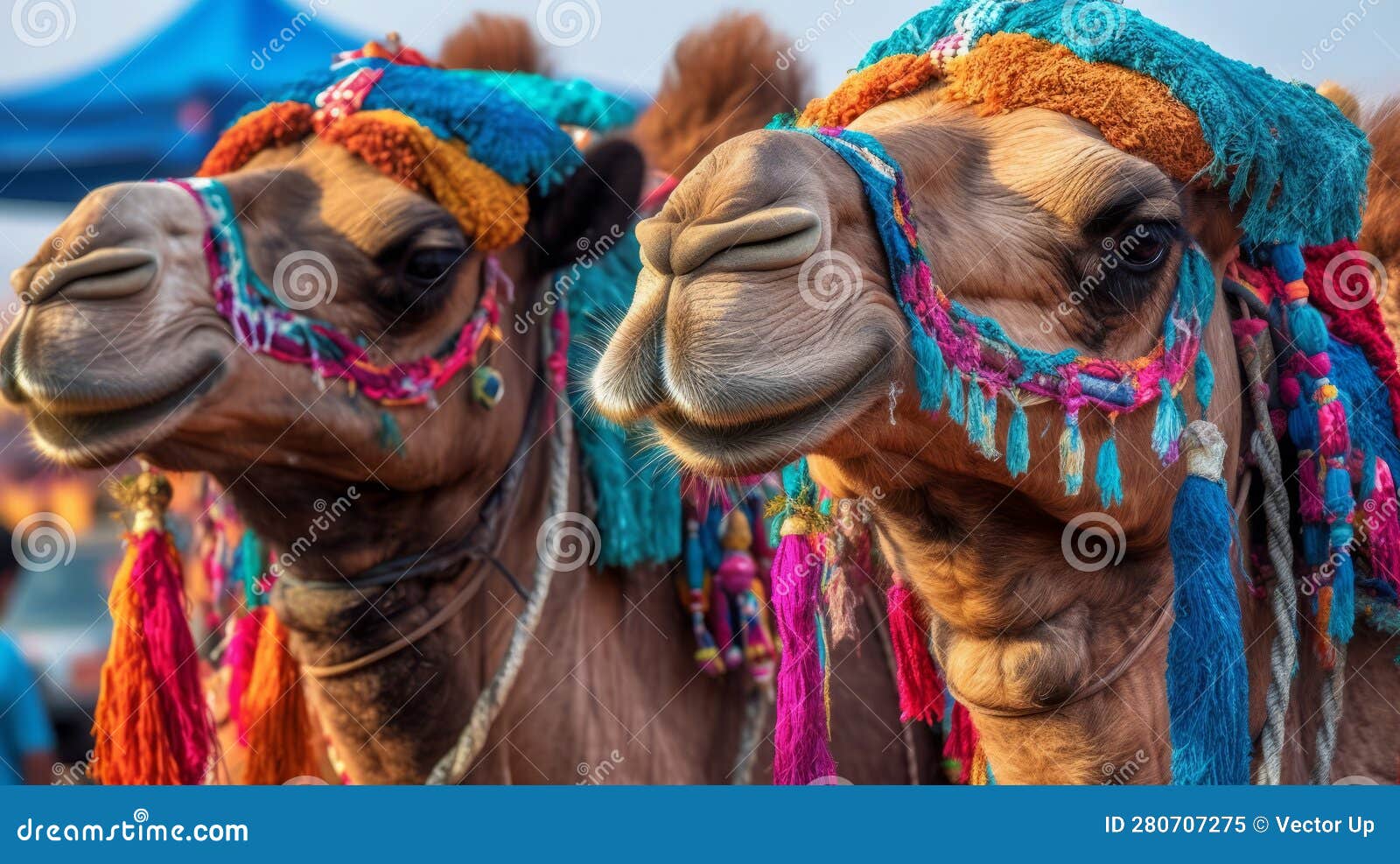 Camels With Traditional Dresses, Camels, Camelus Dromedarius Are Desert ...