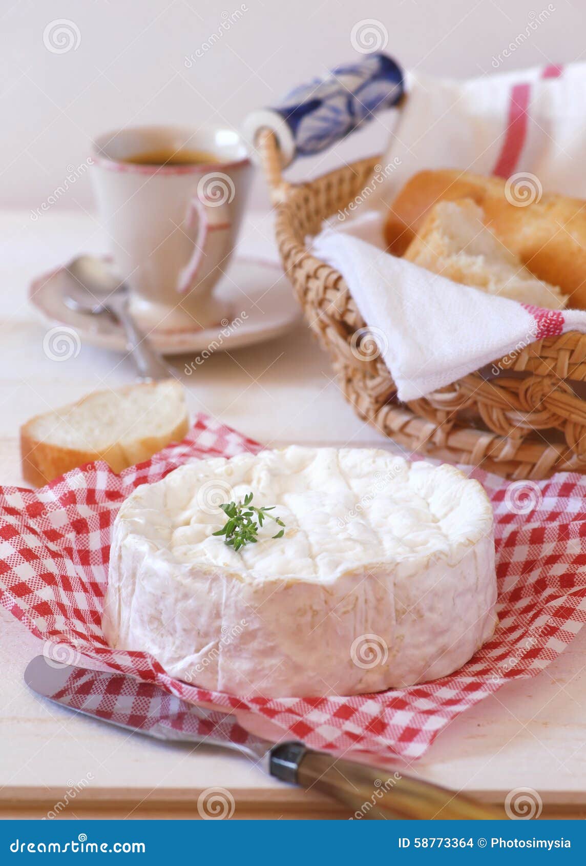 Camembert Cheese, Baguette and Cup of Coffee Stock Photo - Image of ...