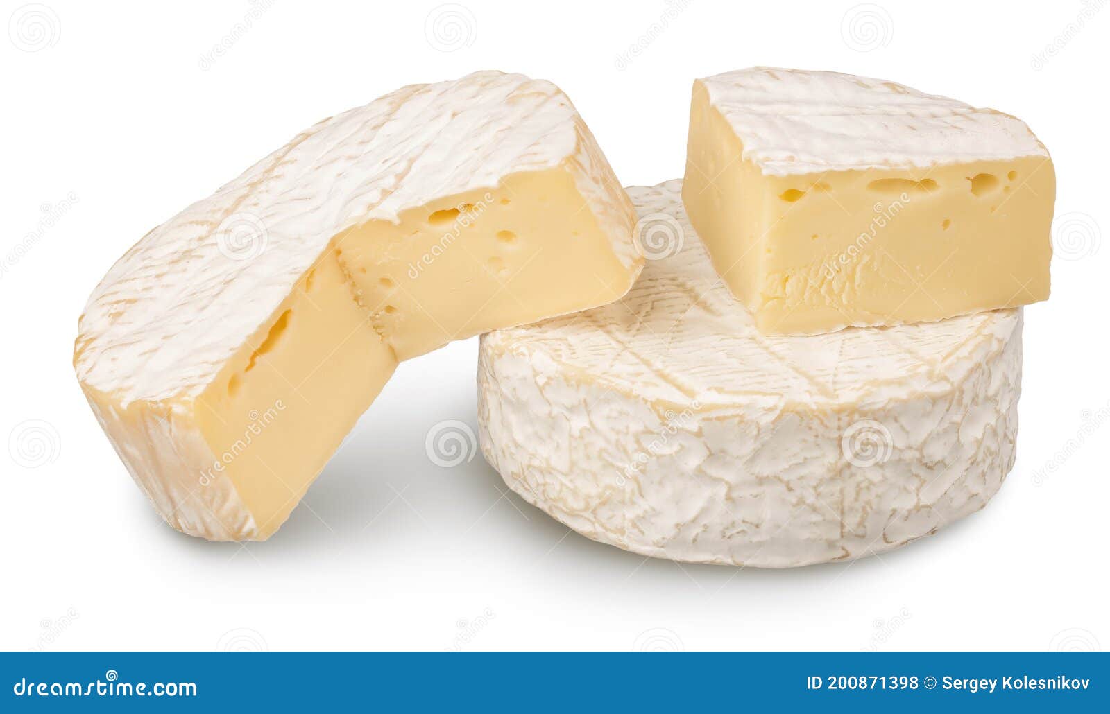 Camembert Cheese Isolated on White Background with Clipping Path and ...