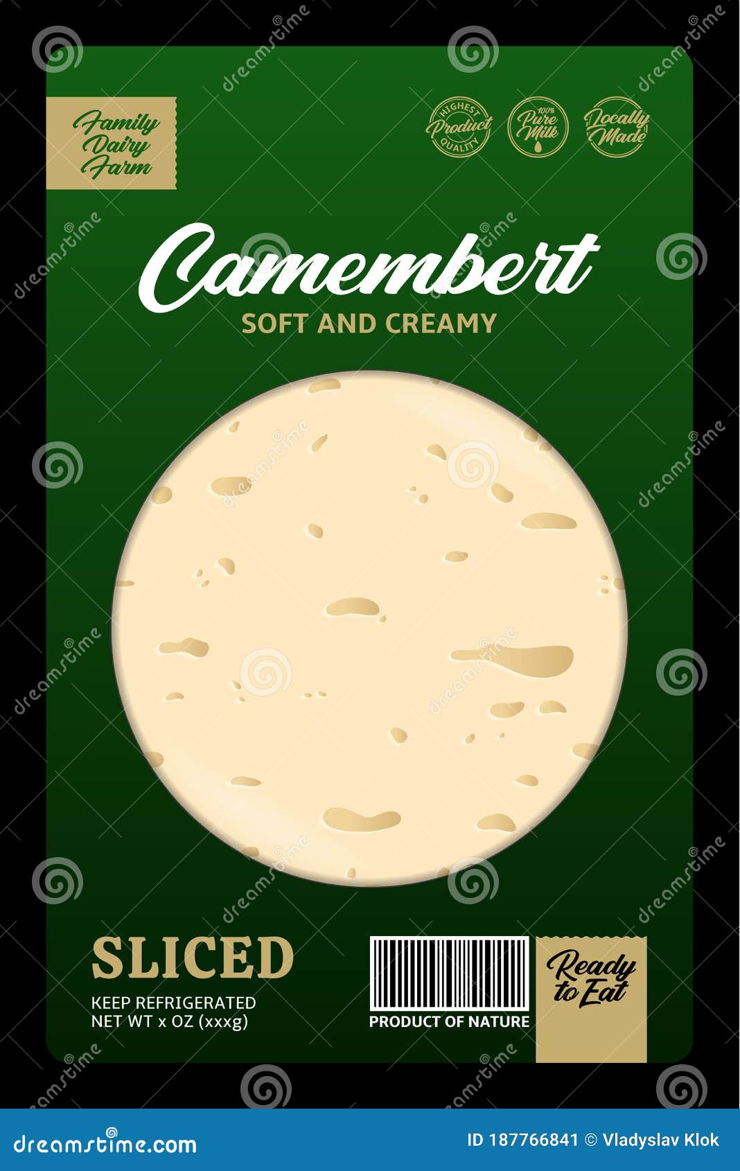 Camembert Cheese Packaging Design Stock Vector - Illustration of black ...