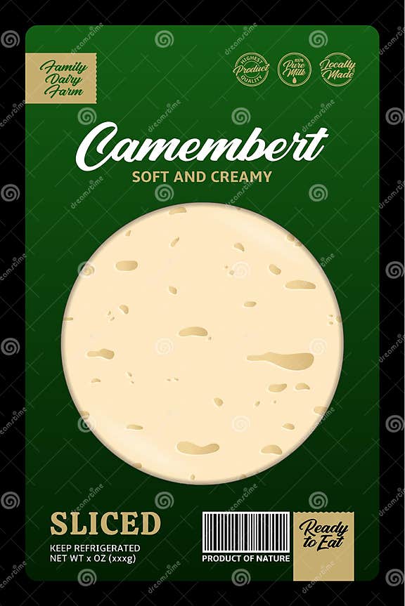 Camembert Cheese Packaging Design Stock Vector - Illustration of black ...
