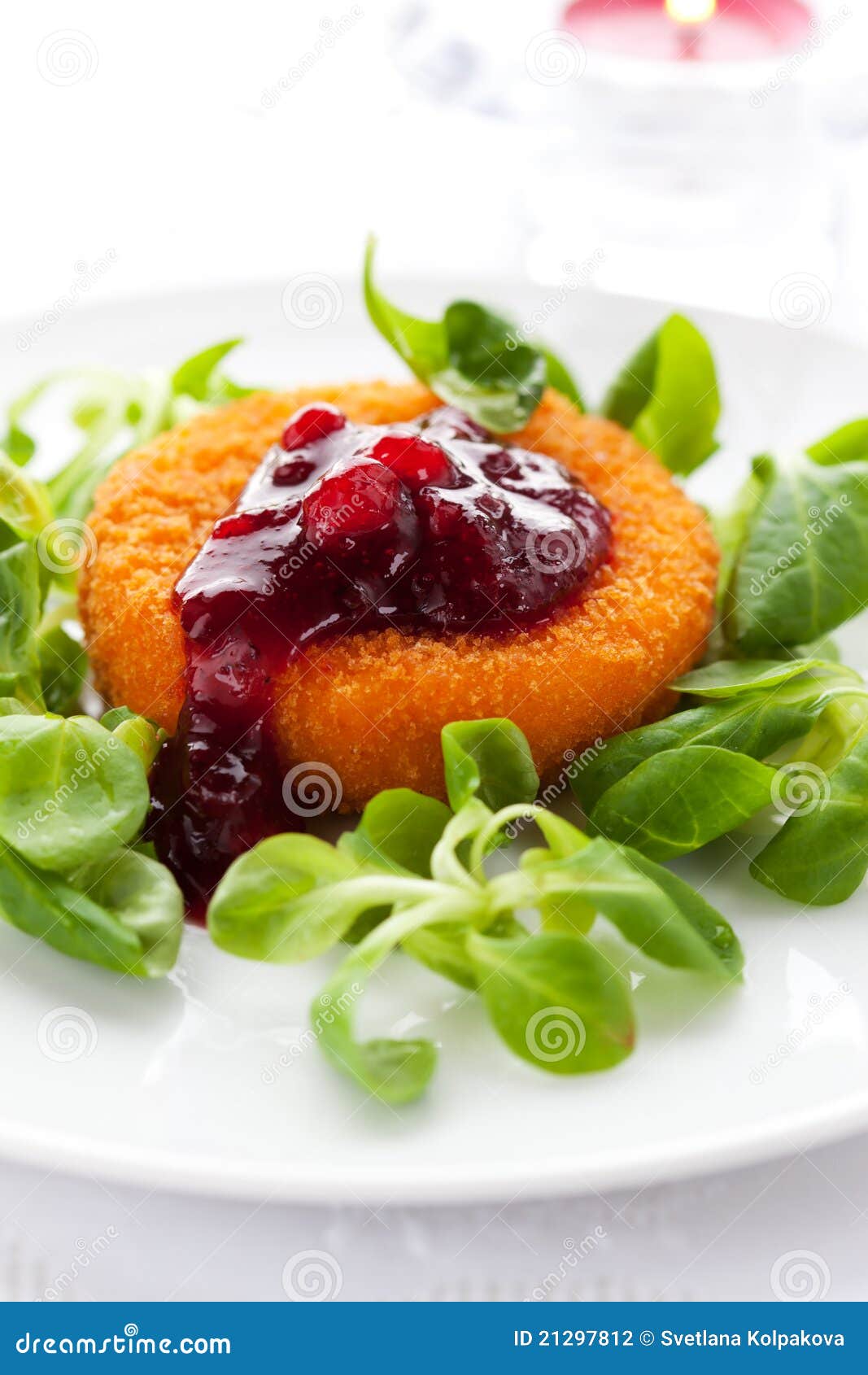 Camembert with Cranberry Sauce Stock Photo - Image of custard, dinner ...