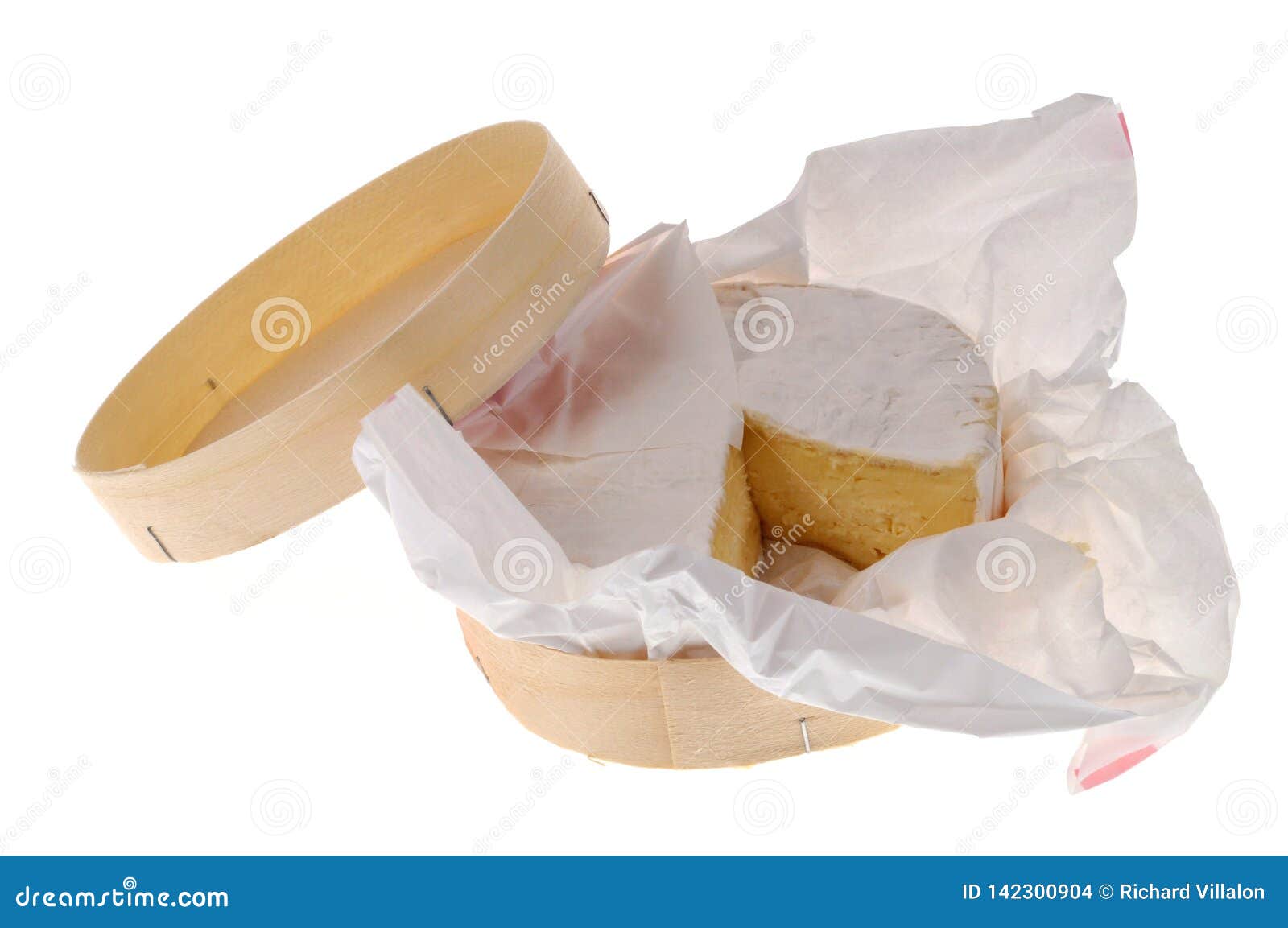 Camembert in an Open Box on a White Background Stock Photo - Image of ...