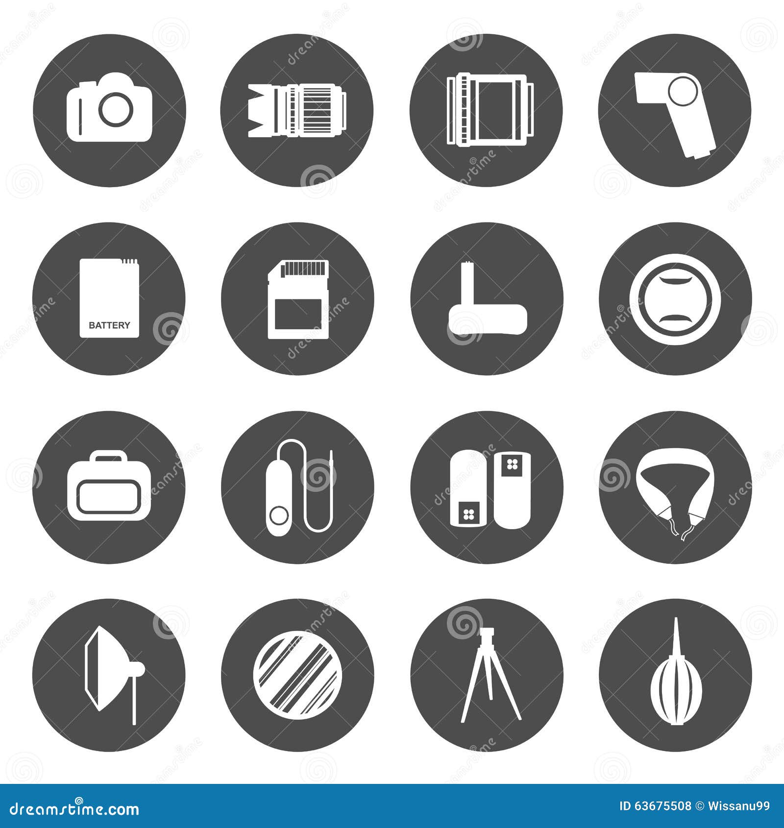 Camera Accessories Icons stock vector. Illustration of monopod - 63675508