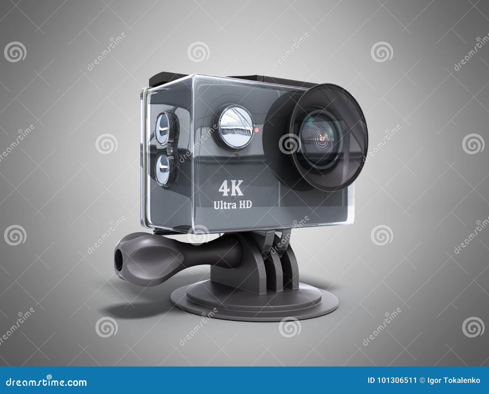 Camera Action Cam 3d Render on a Grey Background Stock Illustration ...