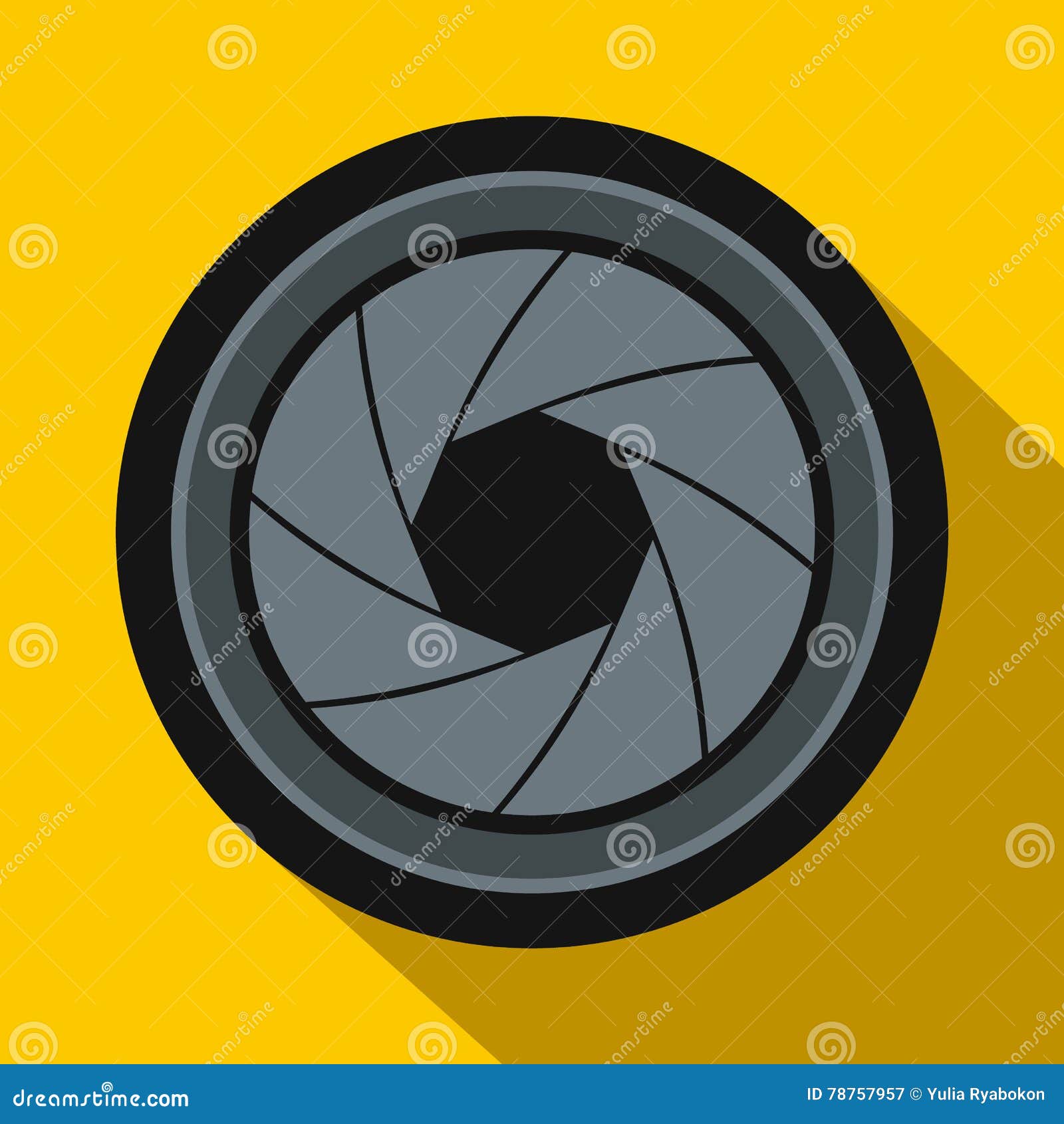 Camera Aperture Icon in Flat Style Stock Vector - Illustration of ...