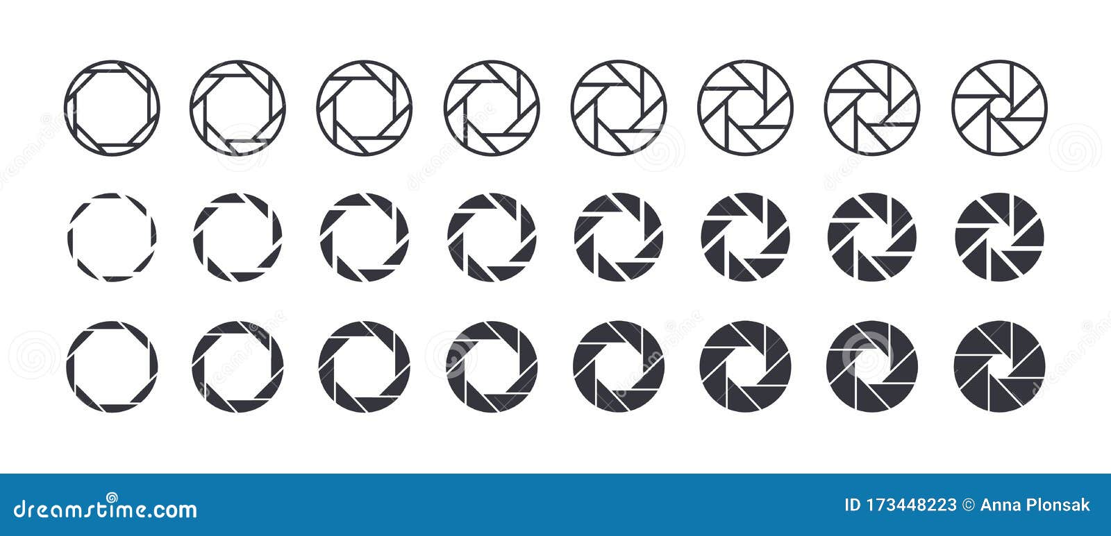 Camera Aperture Icon Set. Camera Shutter Stock Illustration ...