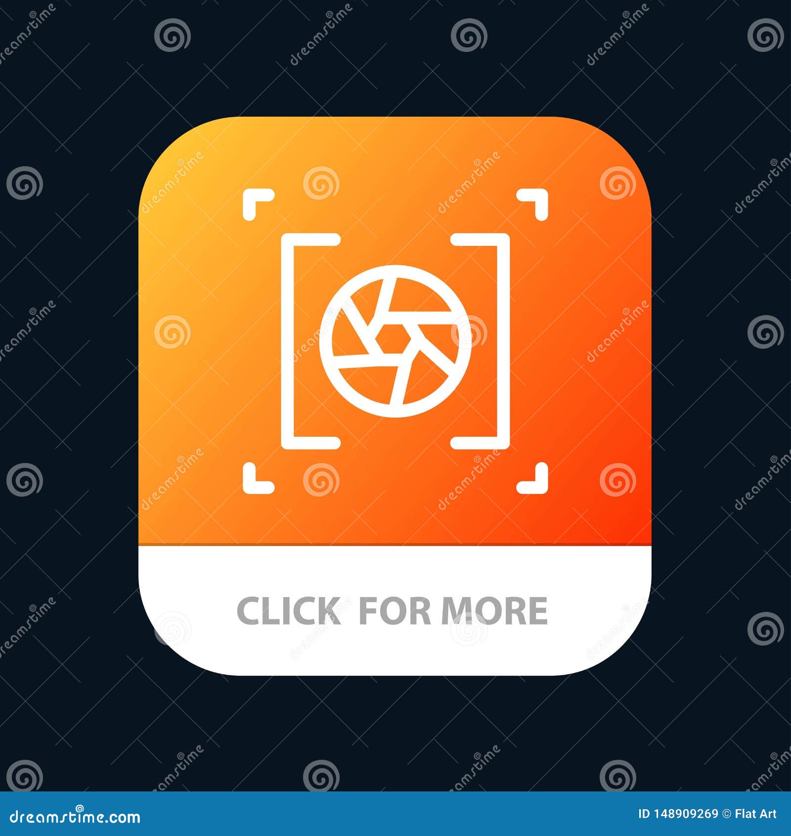 Camera, Aperture, Lens, Photography Mobile App Button. Android and IOS ...