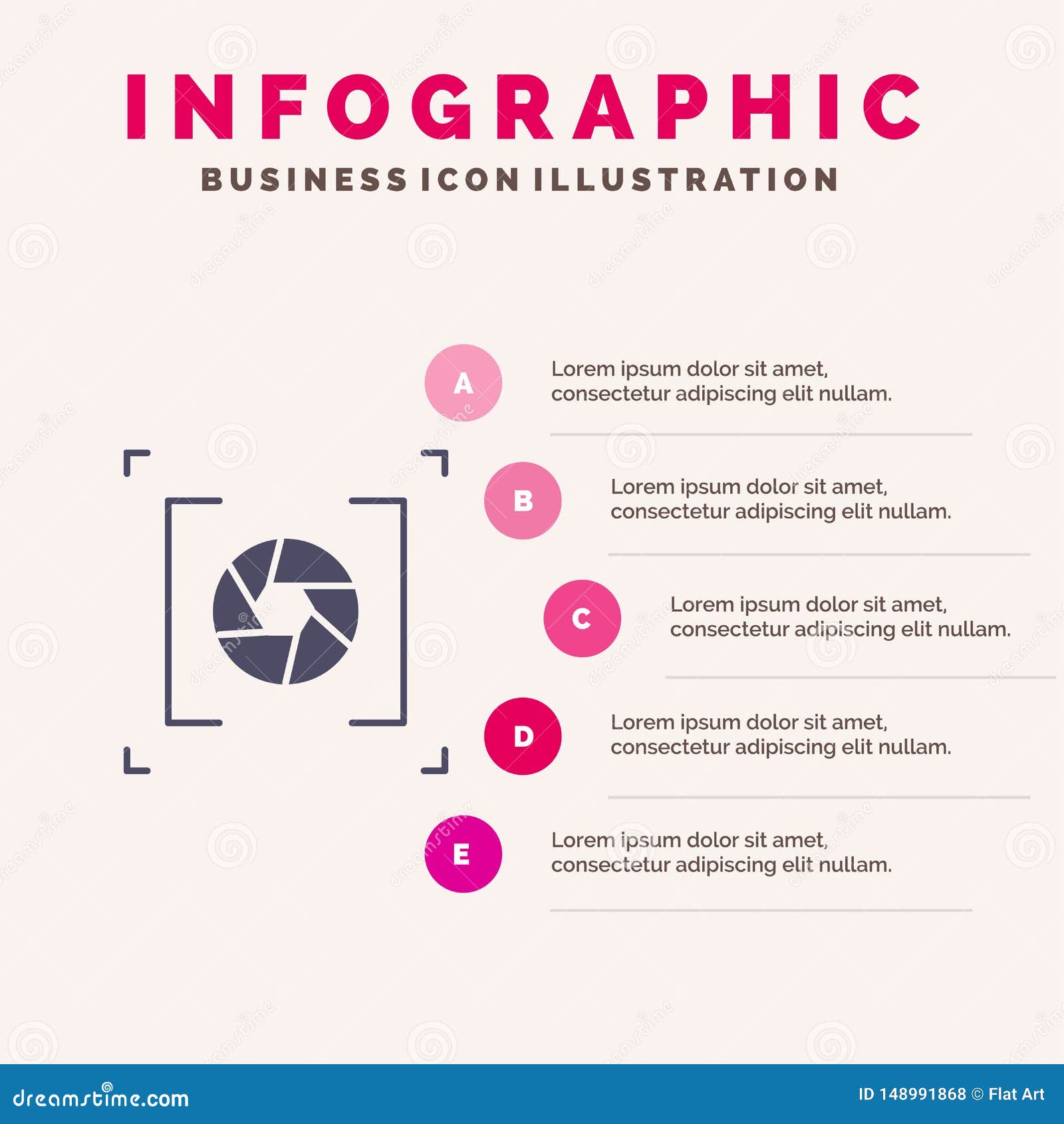 Camera, Aperture, Lens, Photography Solid Icon Infographics 5 Steps ...