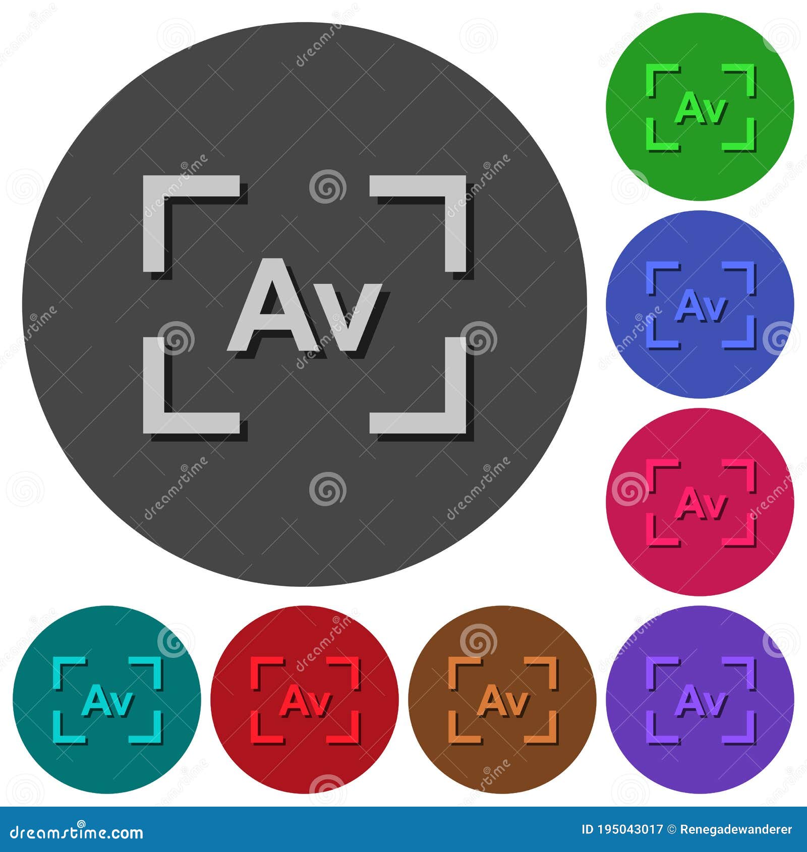 Camera Aperture Value Mode Icons with Shadows on Round Backgrounds ...