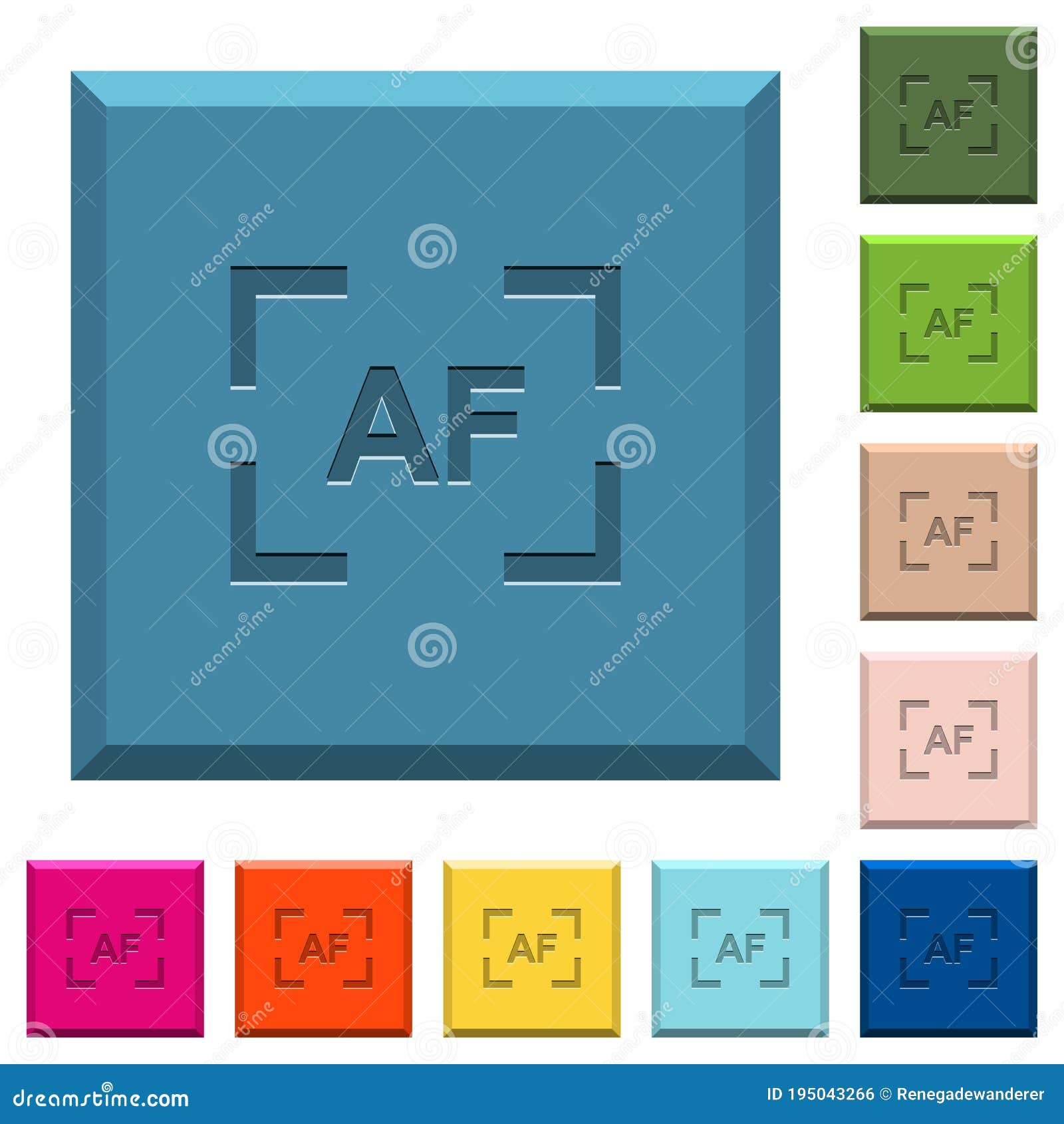Camera Autofocus Mode Engraved Icons on Edged Square Buttons Stock ...