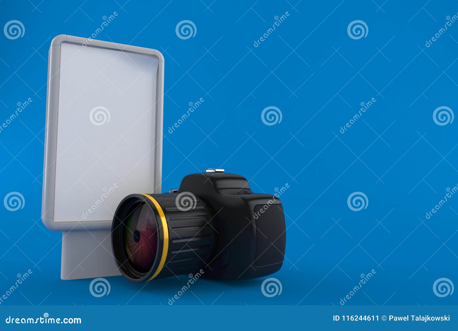 Camera with Blank Billboard Stock Illustration - Illustration of advert ...