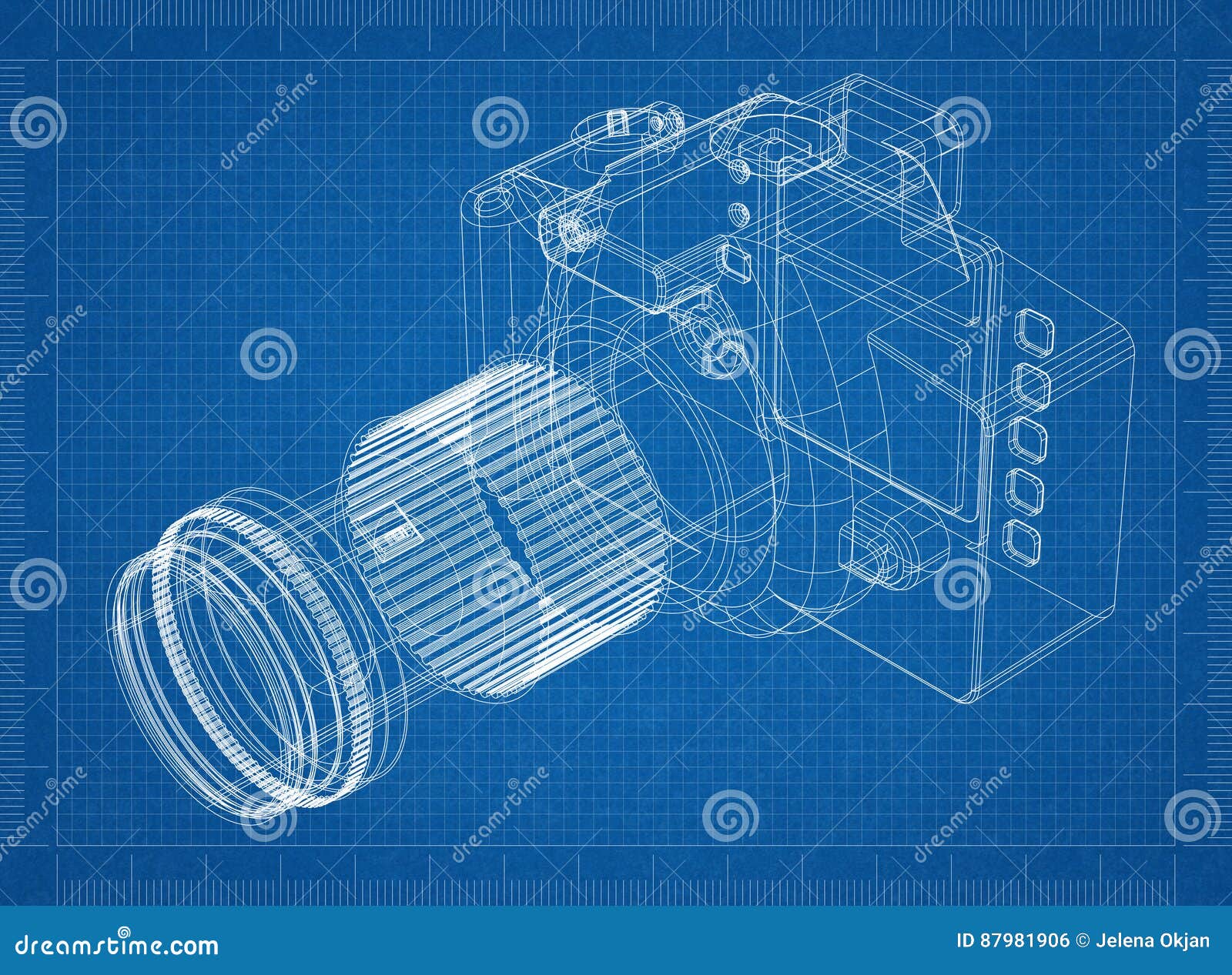 Camera Blueprint â€“ 3D Perspective Stock Illustration - Illustration ...
