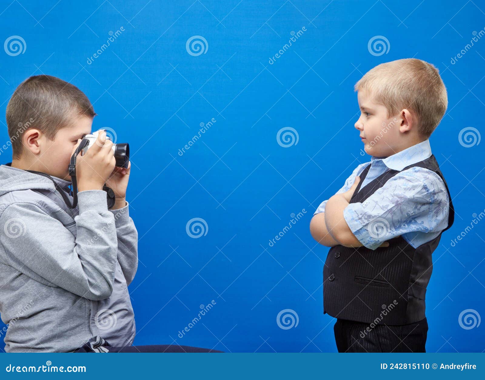 With the Camera the Brother is Photographing Brother Stock Photo ...