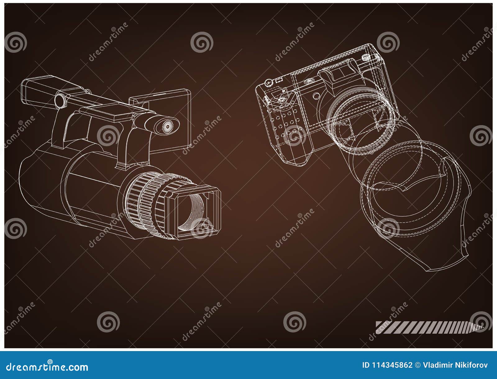 Camera on brown stock vector. Illustration of modern - 114345862