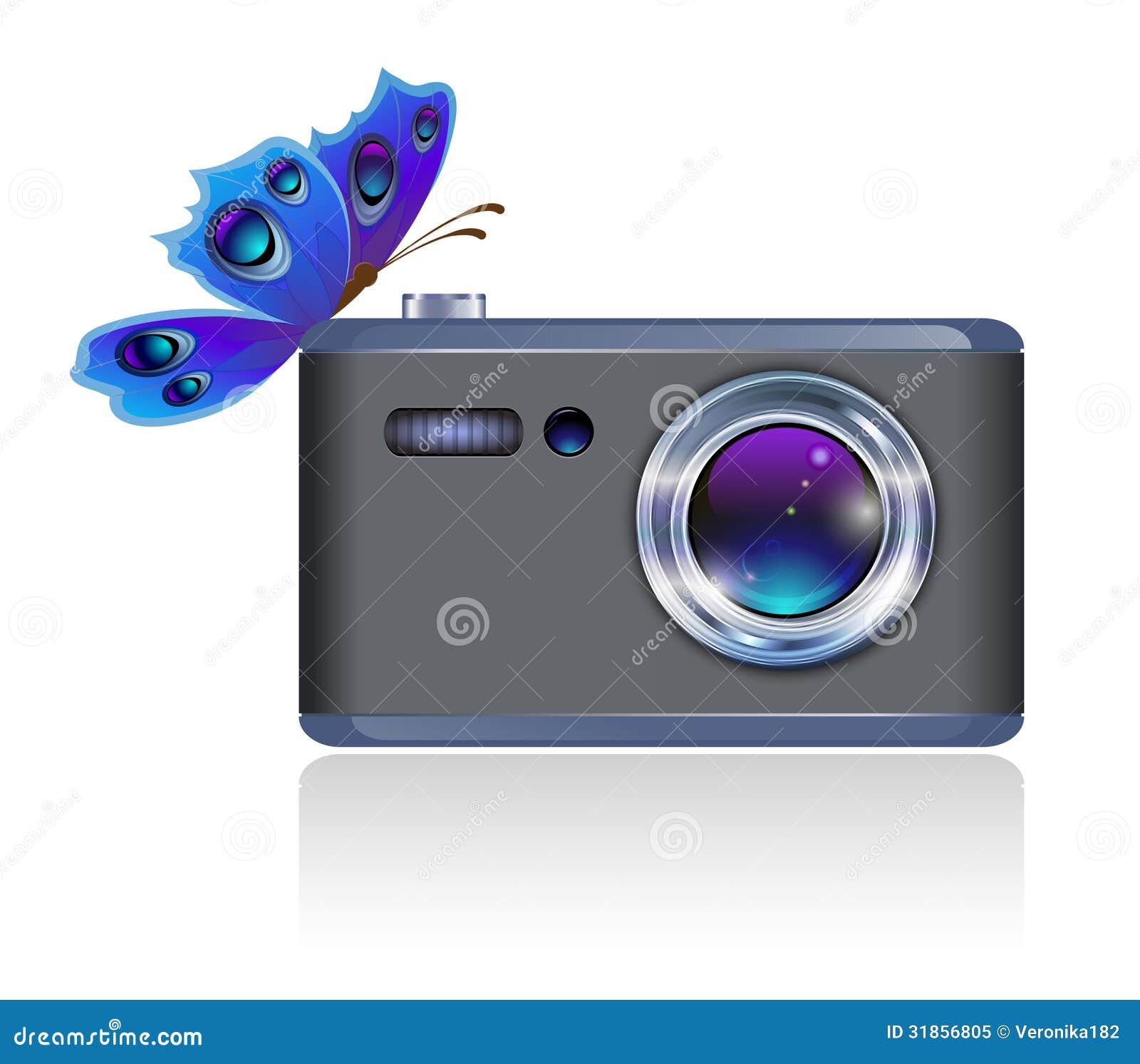 Camera and butterfly. stock vector. Illustration of similarity - 31856805