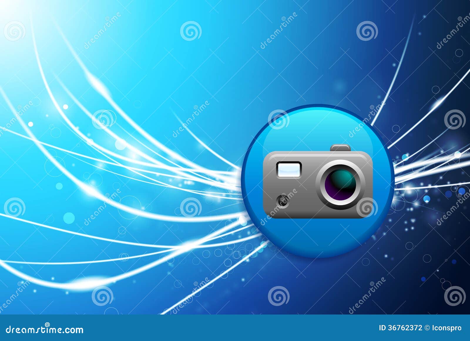 Camera Button on Blue Abstract Light Background Stock Illustration ...