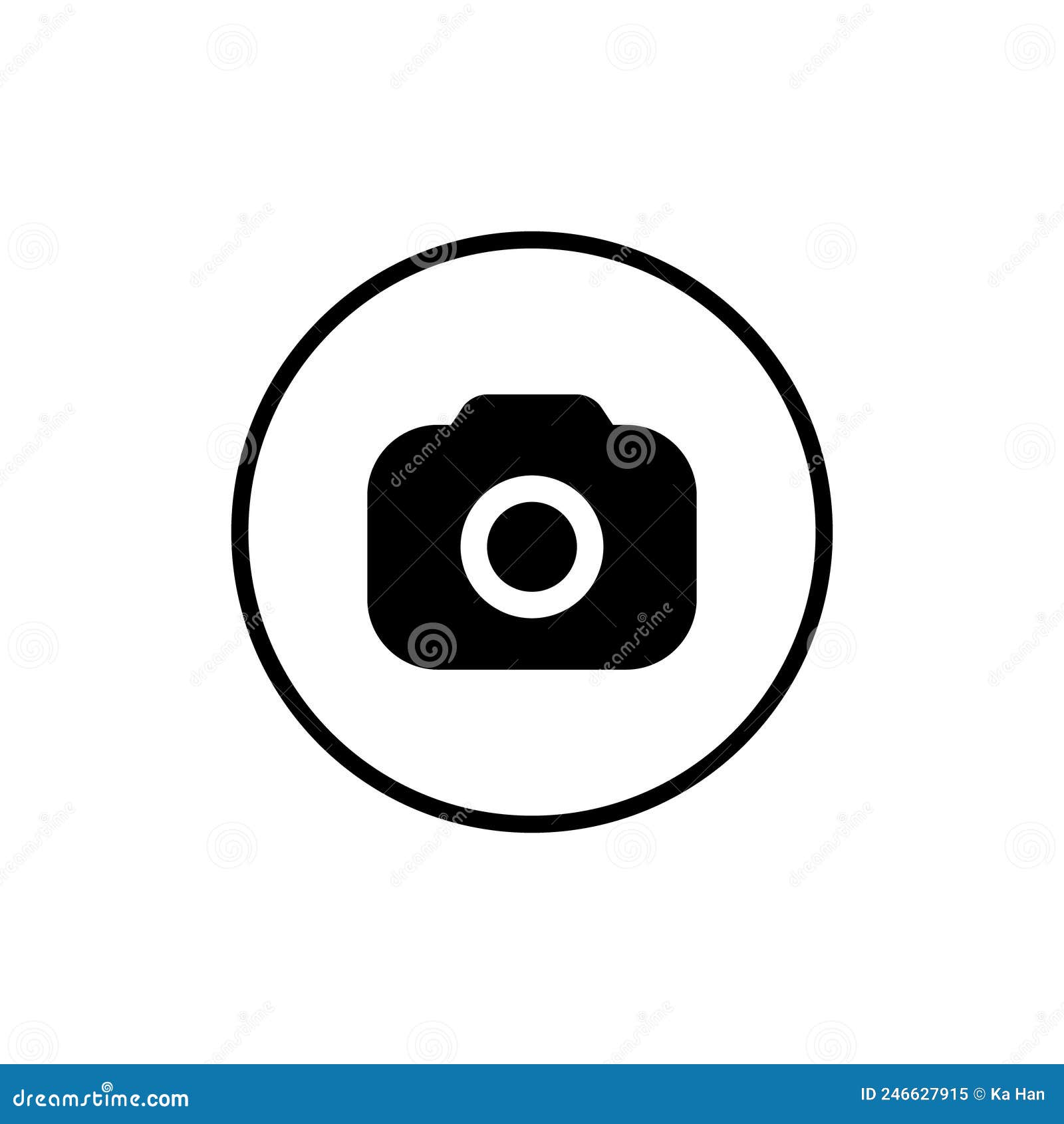 Camera, Capture Icon Vector in Line Circle Button Stock Vector ...