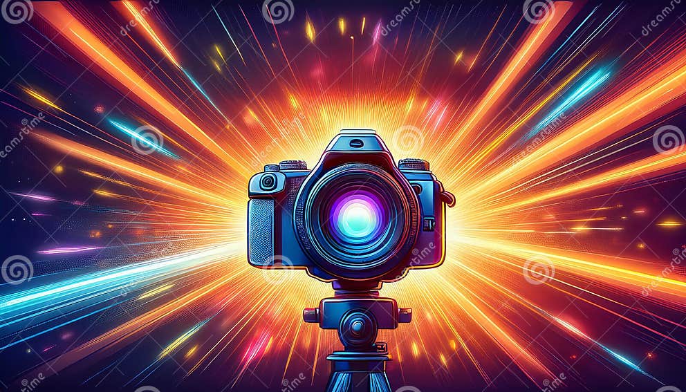 Camera Capturing Exploding Colorful Background with Light Trails Stock ...