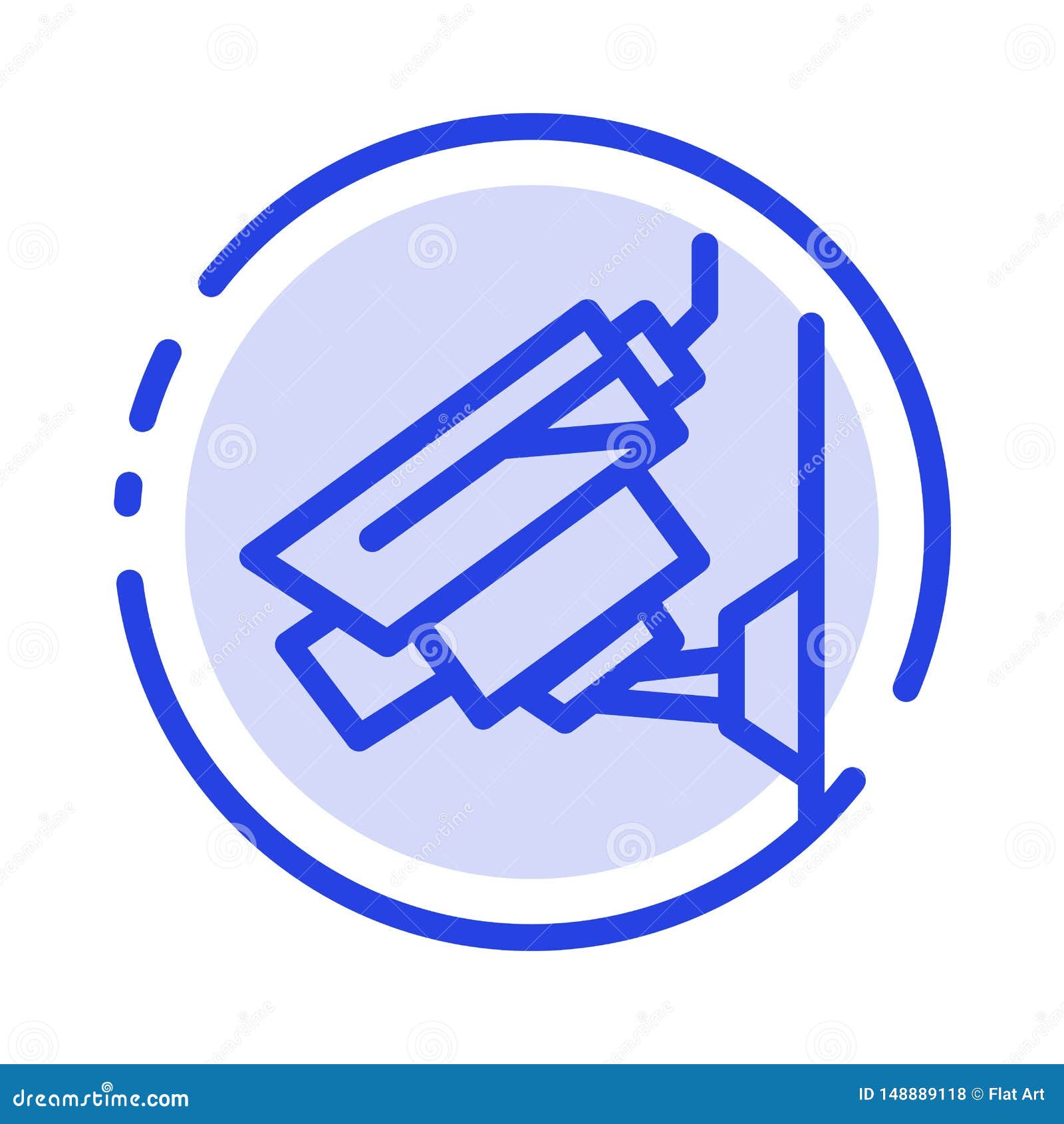 Camera, Cctv, Security, Surveillance Blue Dotted Line Line Icon Stock ...