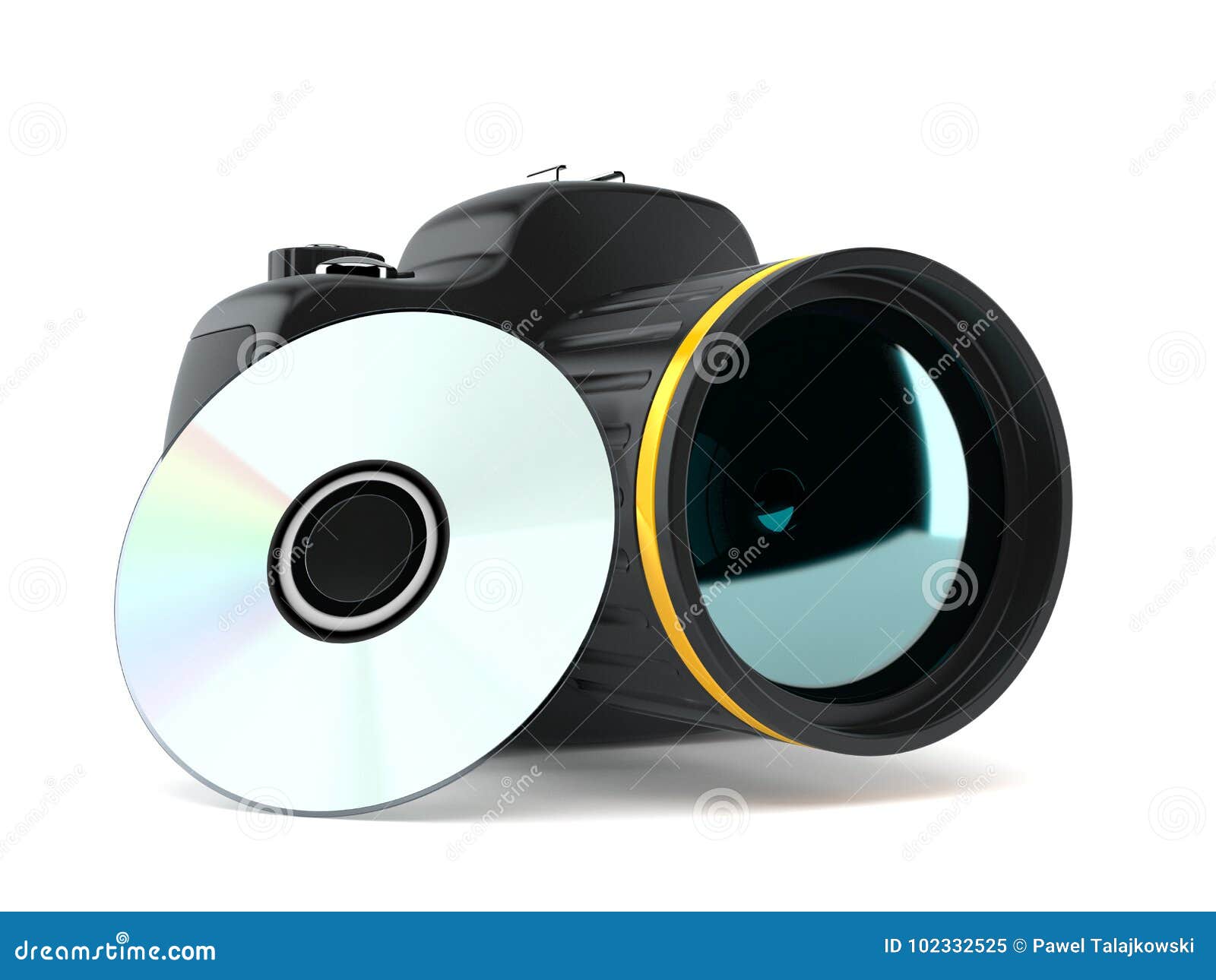 Camera with cd stock illustration. Illustration of shot - 102332525