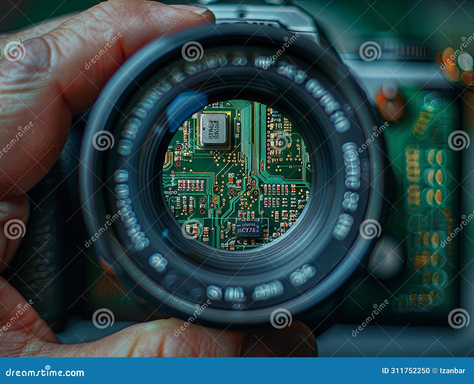 Camera Chip Sensor View from Lens Close Up Generative AI Stock ...