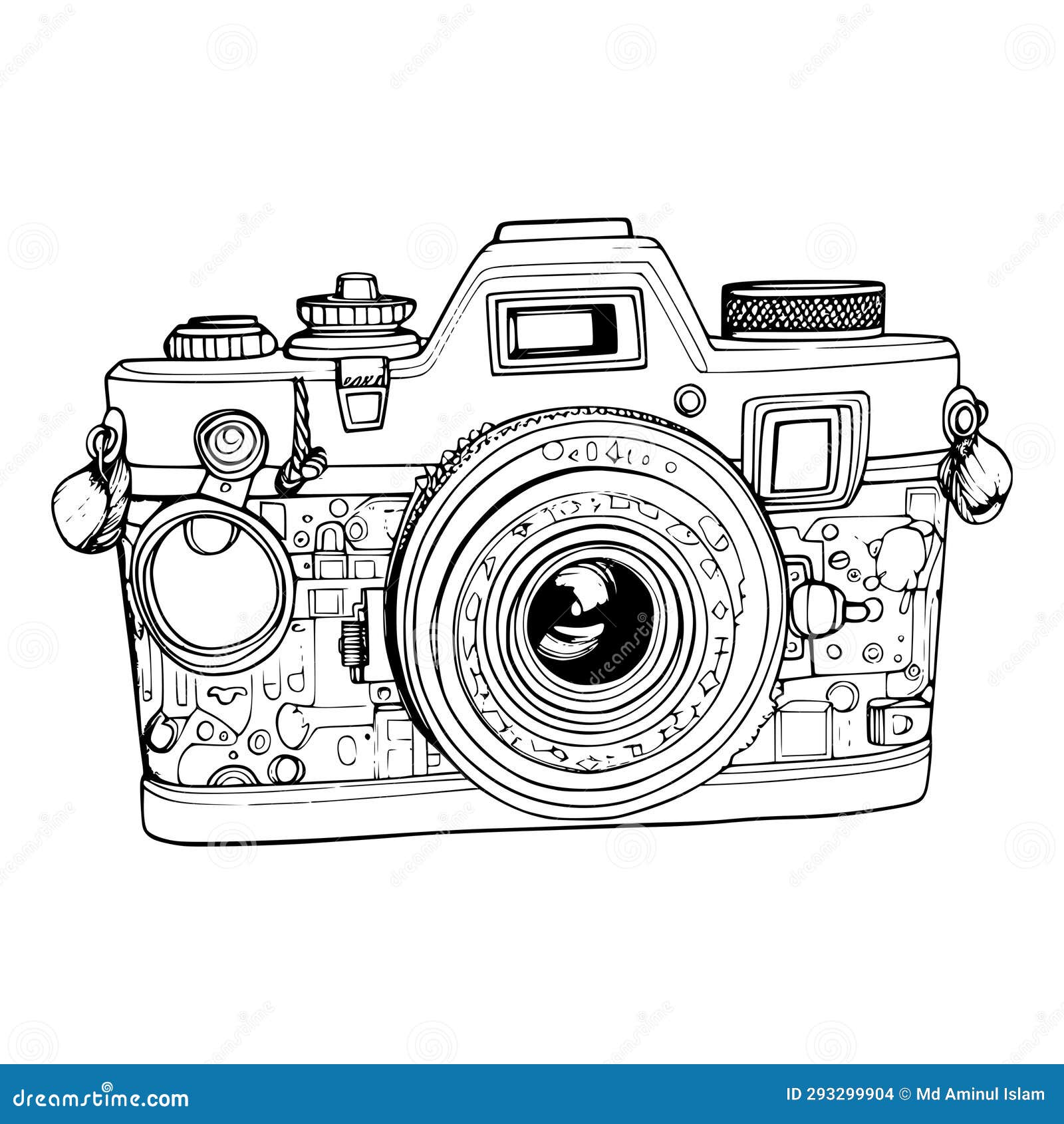 Camera Coloring Page Drawing For Kids Vector Illustration ...
