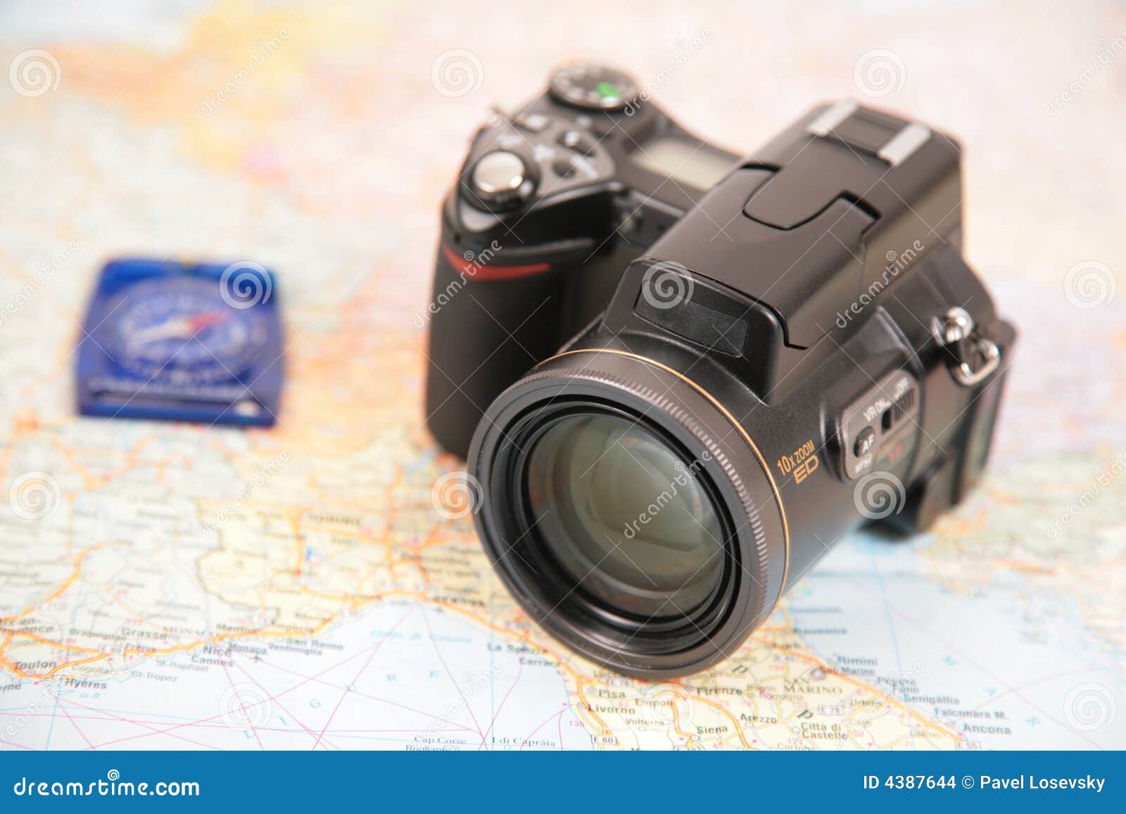 Camera and compass on map stock photo. Image of historic - 4387644