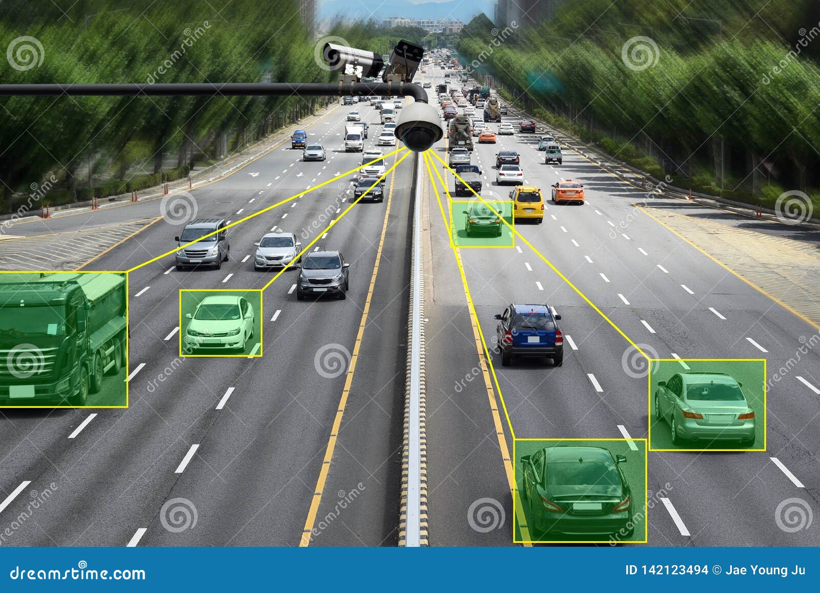 Camera that Controls Speeding Cars and Speeding on the Road. Stock ...