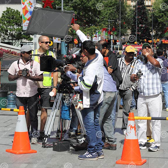 Camera crew in action editorial photography. Image of media - 22295872